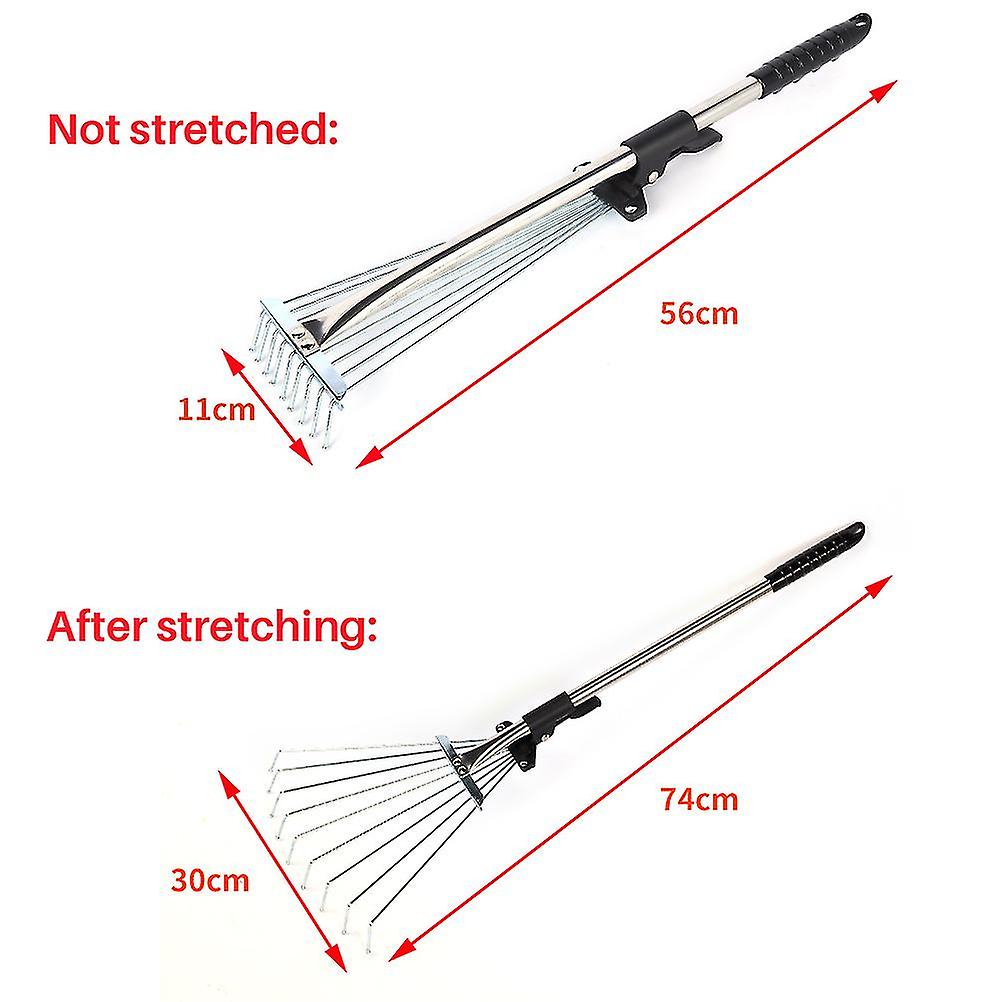 Adjustable Garden Leaf Rake - Telescopic Alloy Hoe Grass Tool for Lawn ...