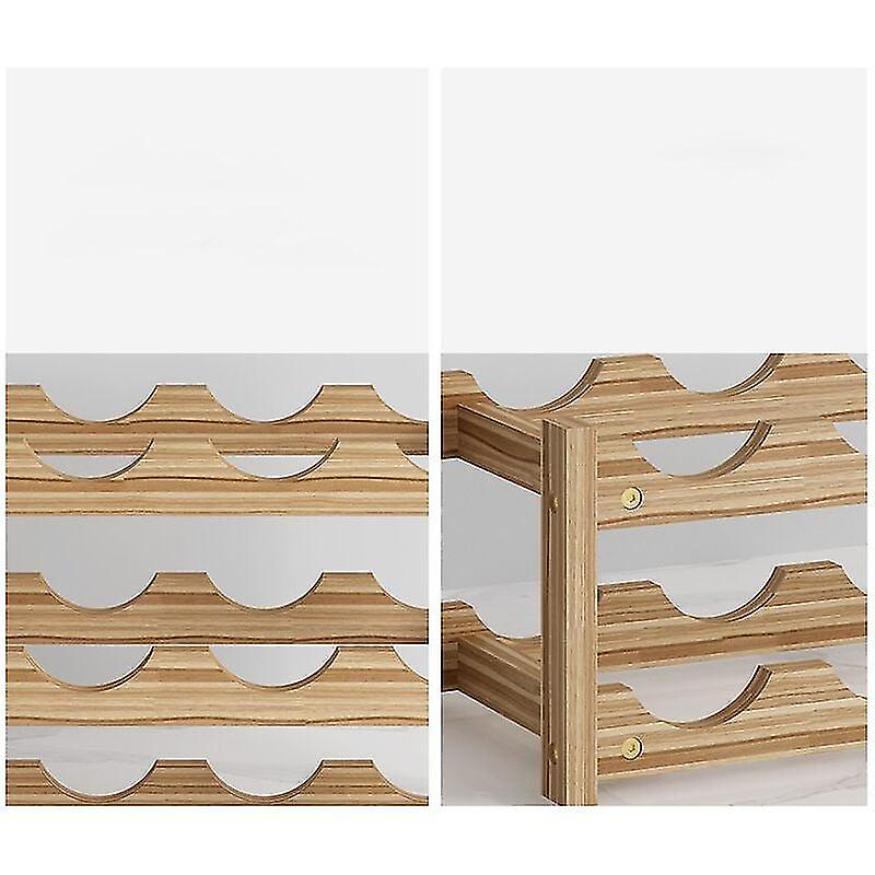 Wine Rack Horizontal Bottle Rack, 4 Tiers For 12 Bottles Wooden Wine ...