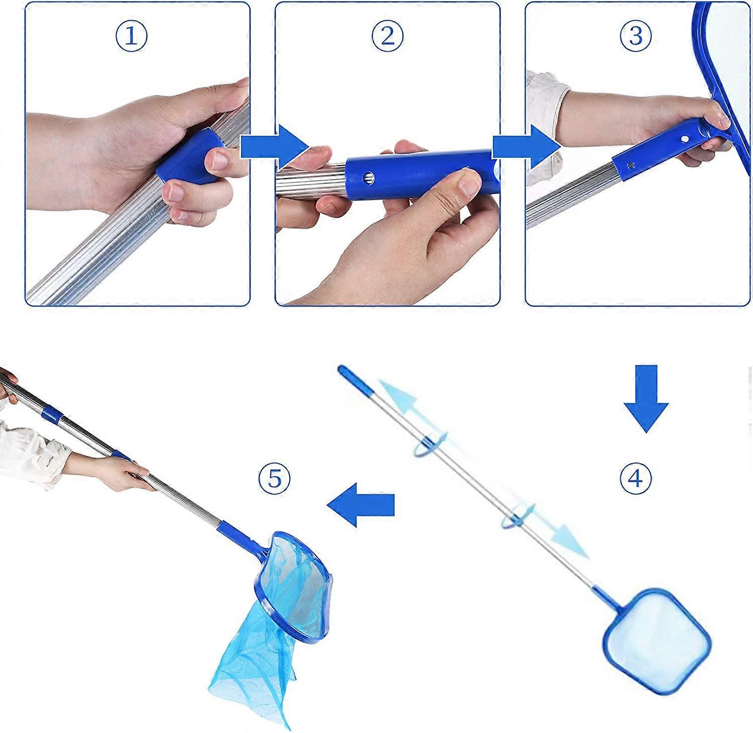 Heavy Duty Telescopic Pole Pool Surface Landing Net With 1.2M Aluminum ...