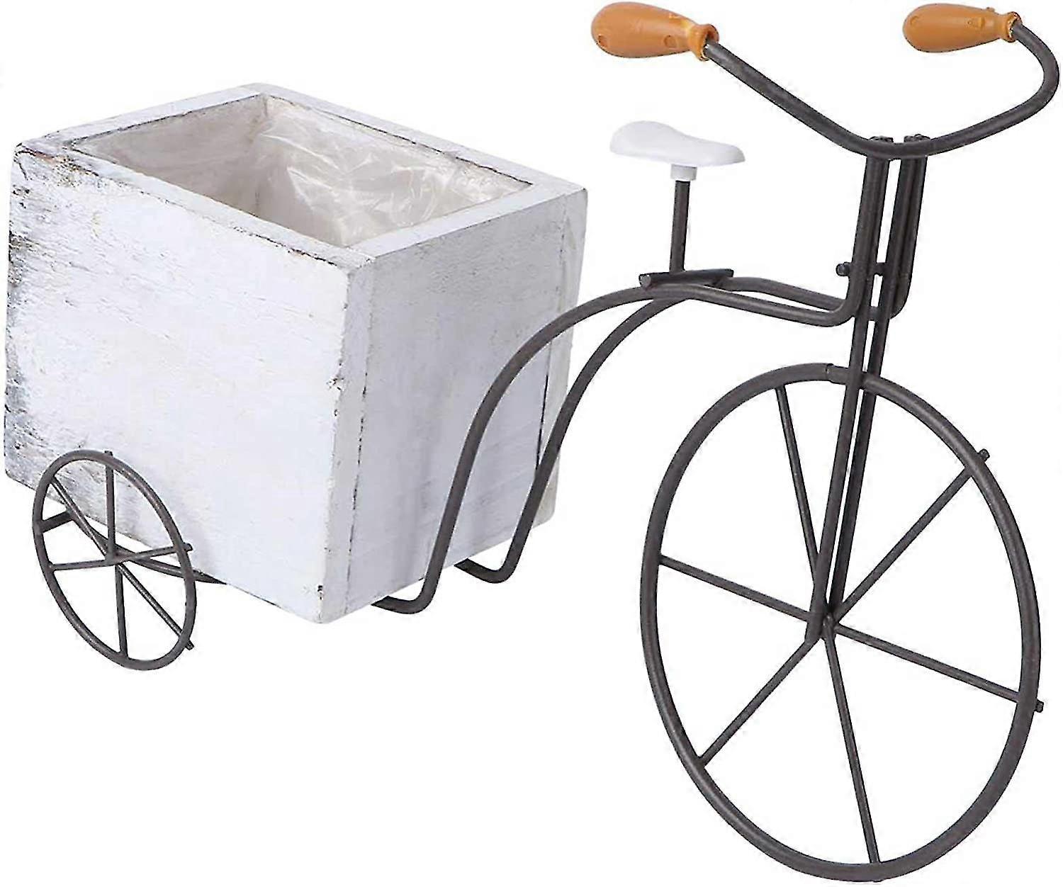 Iron-wheel Bicycle Flower Pot | Antique Wooden Planter Flowerpot ...