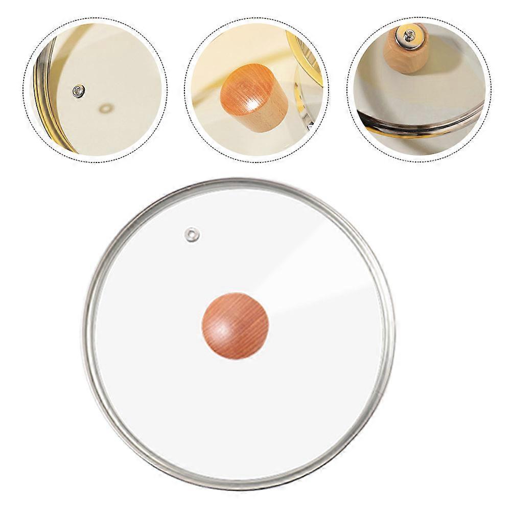 Härdat glas Grytlock Pan Pot Lock Grytlock med träknopp Kök Cooking Pot ...