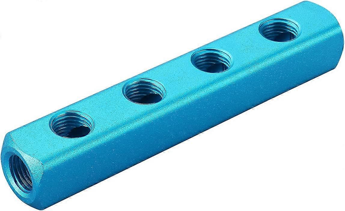 Manifold Block Pneumatic 4 Way 7 Port 1/4" PT Threaded Ports Quick Connect Air Hose Inline ...