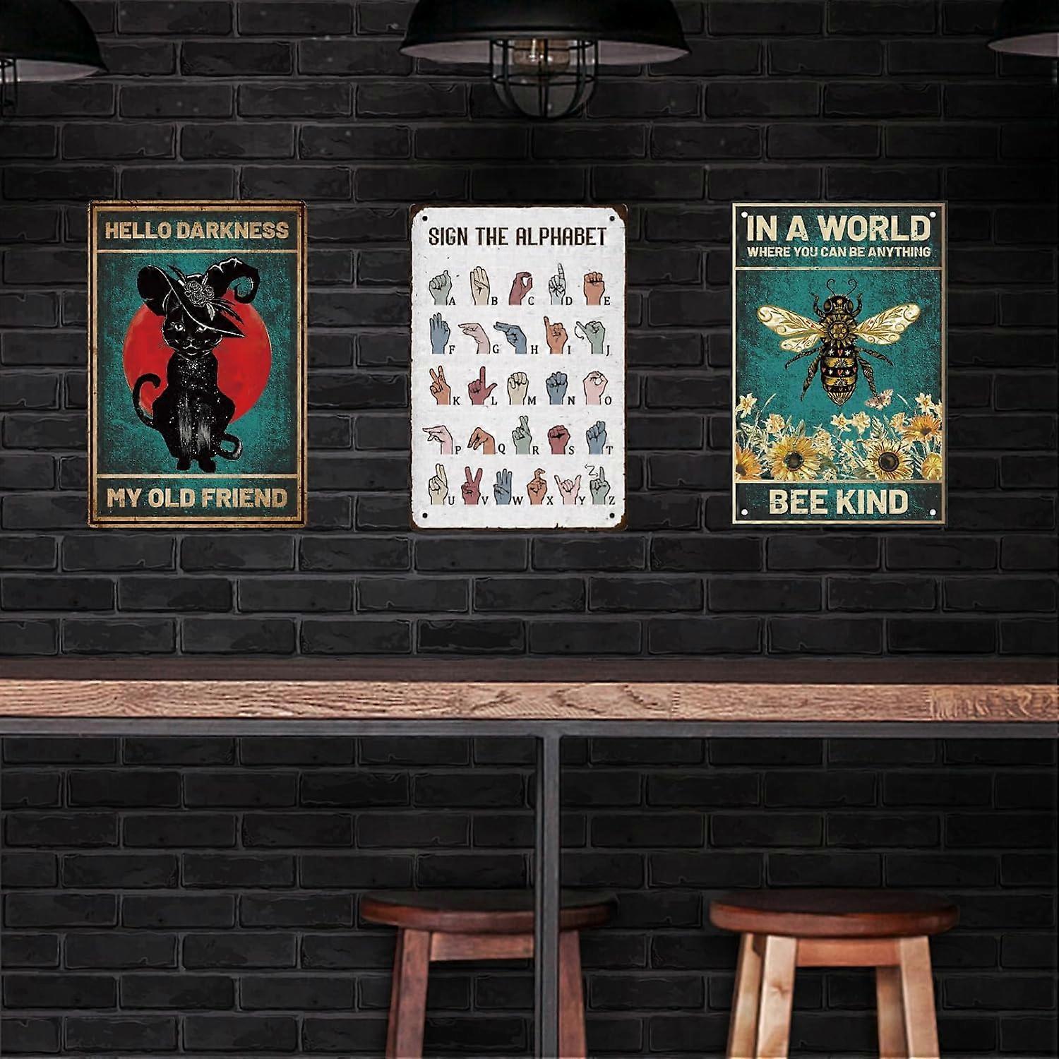 Metal Tin Signs Vintage ASL American Sign Language Alphabet Educational ...