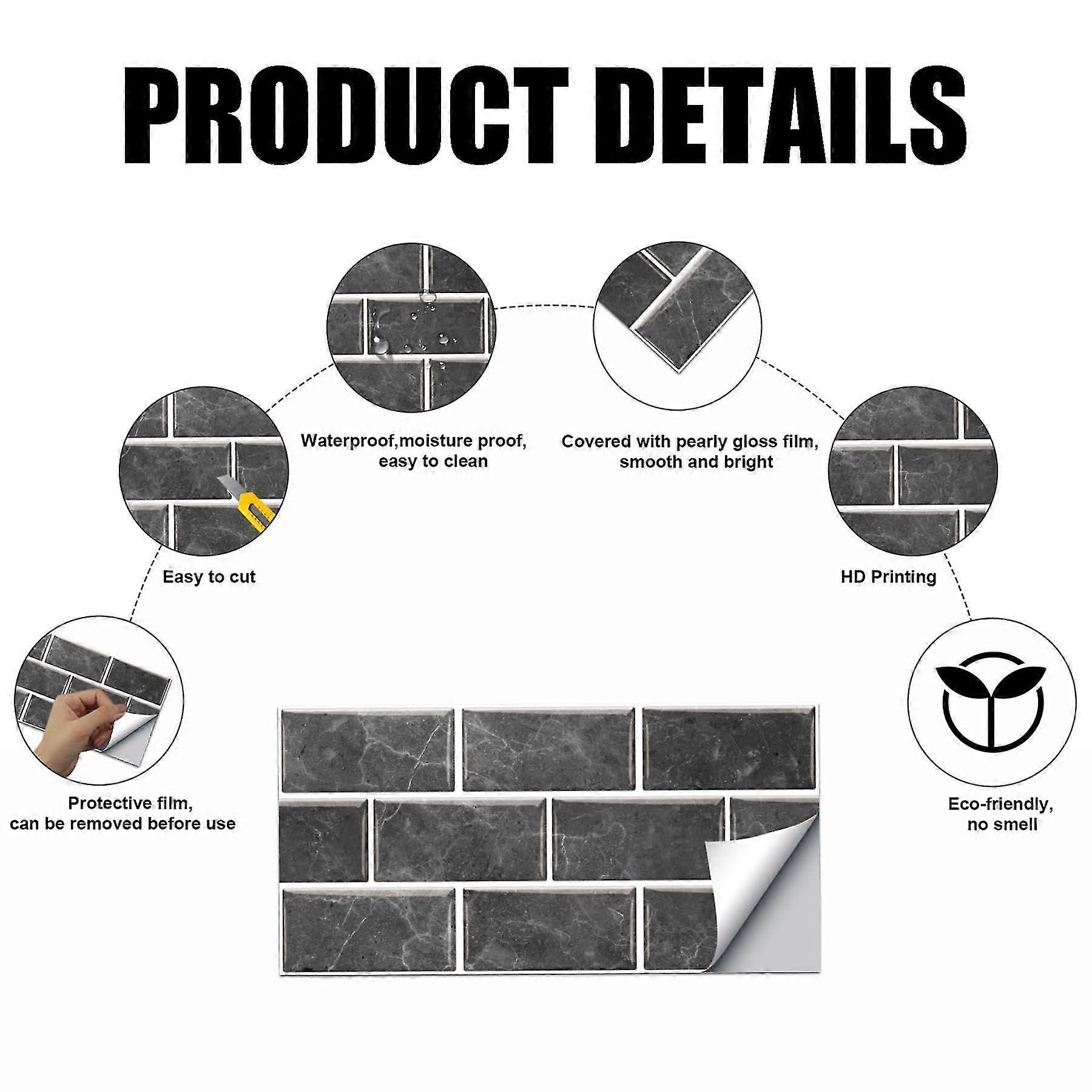 Kitchen Tile Stickers, Pack Of 12 Mosaic Tile Stickers 15 X 30 Cm ...