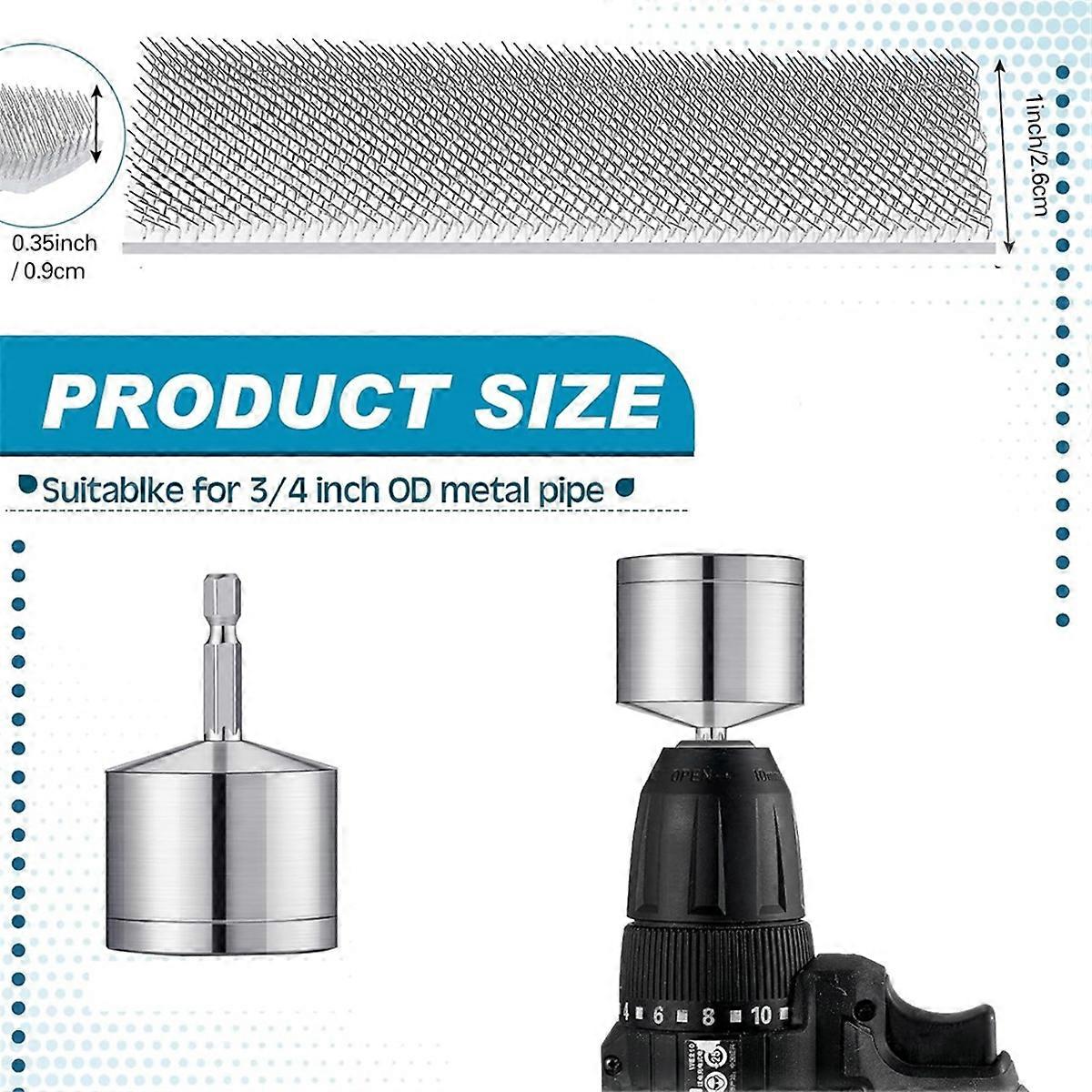 3/4inch Metal Copper Pipe Cleaner with 1 Replaceable Brushes Tube ...