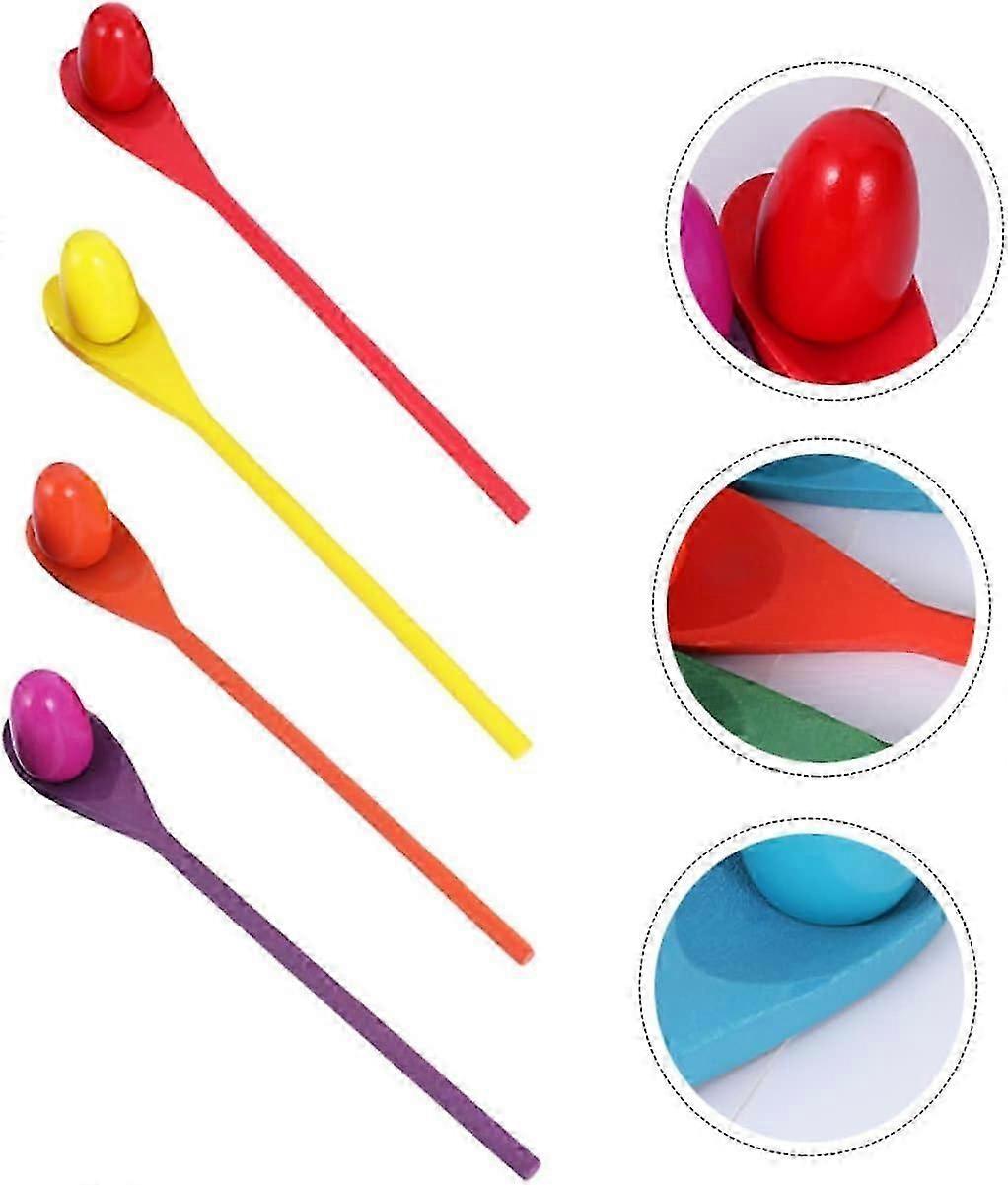 4 Pack Wooden Spoon Throwing Toy Wooden Egg Balance Game Lawn Game ...