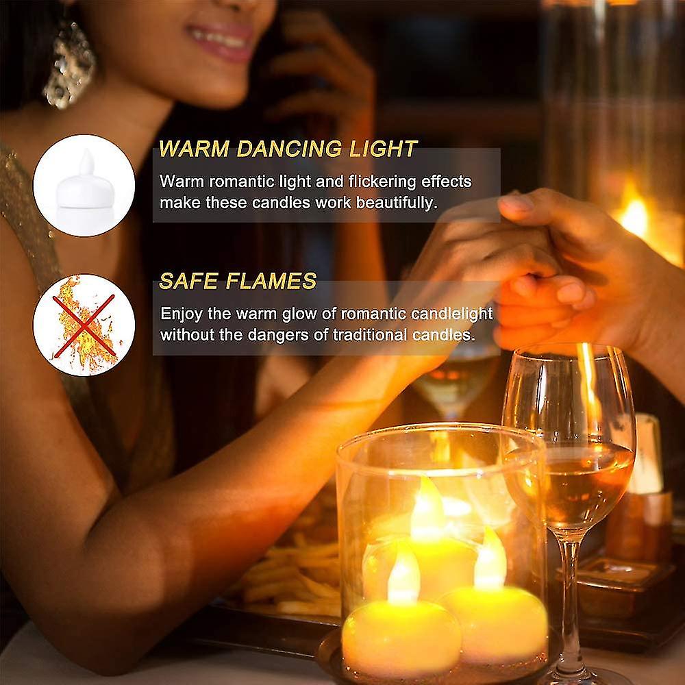 12 Led Flameless Floating Candle, Waterproof Battery Flickering Led Tea ...