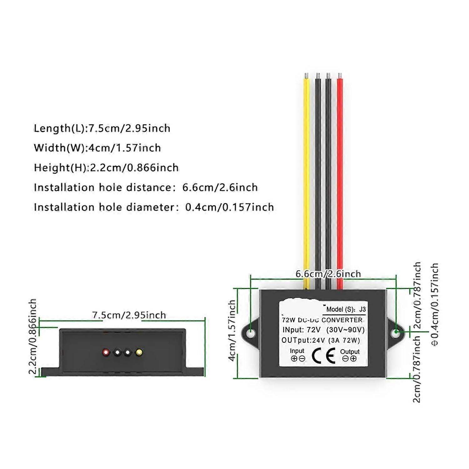 72V to 24V DCDC Buck Converter 5A, 30V90V Input Voltage Step Down Power ...