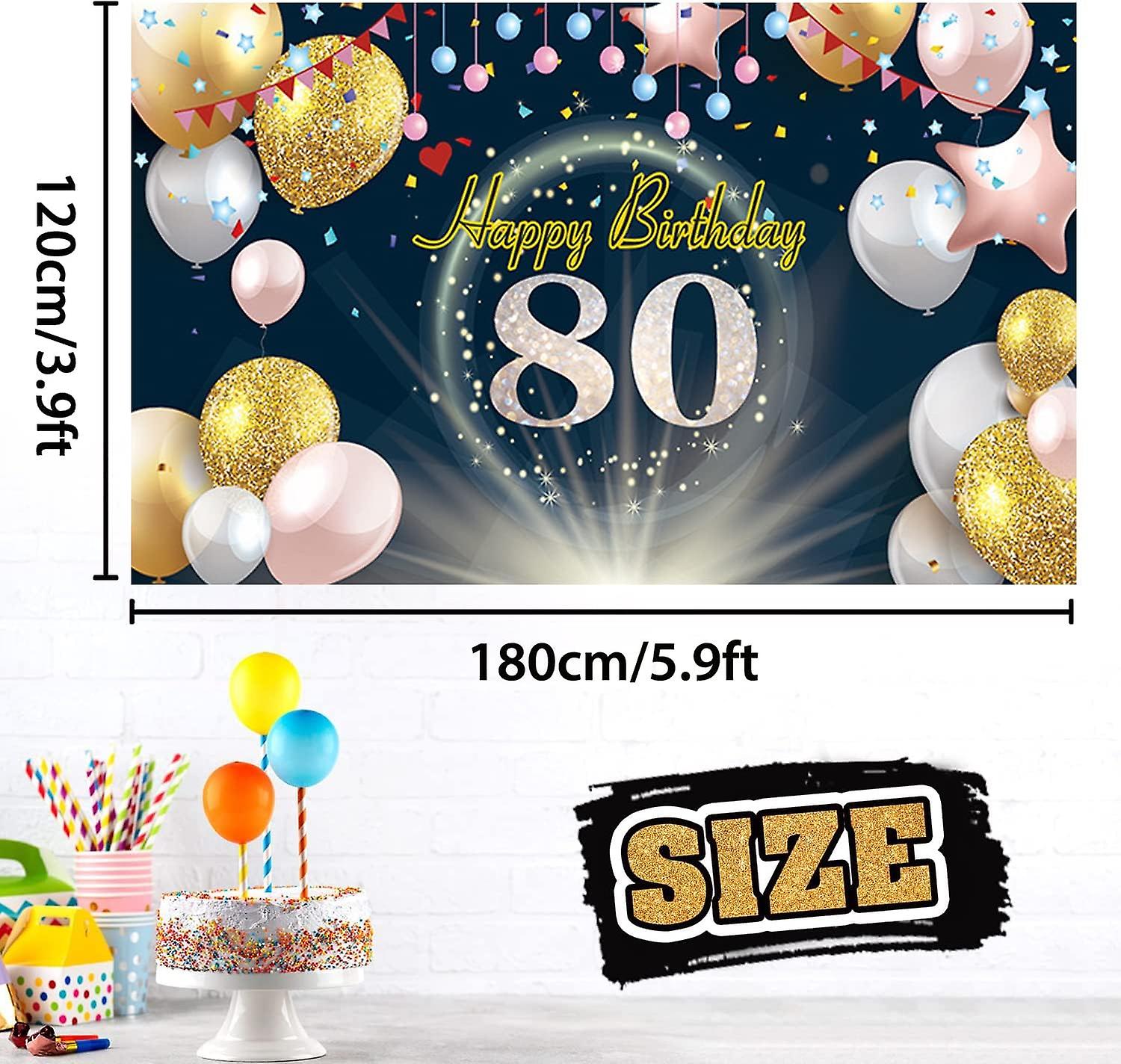 Happy Birthday Banner 80 Year Old Birthday Backdrop Decorations ...