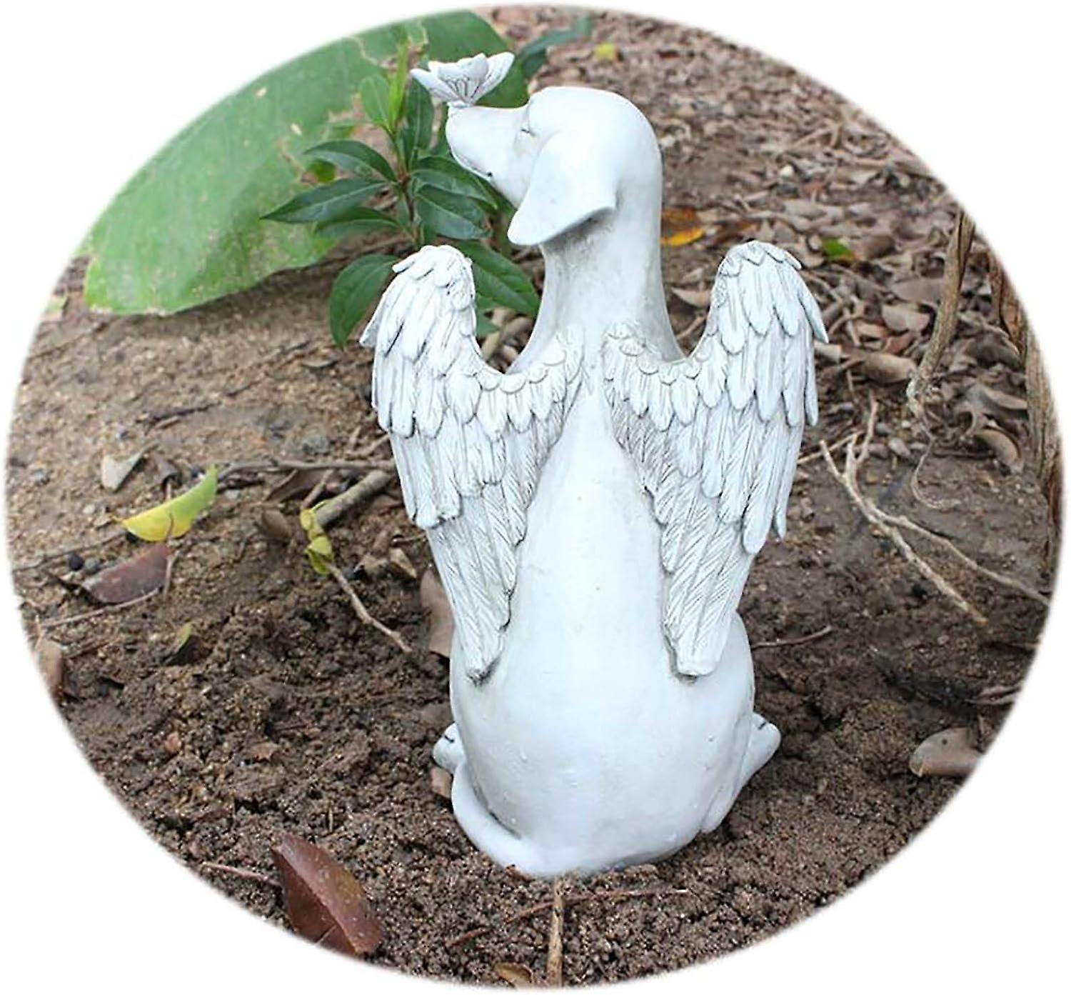 Dog Memorial Statue/Pet Memorial Statue/Marker Stone with Feathered ...