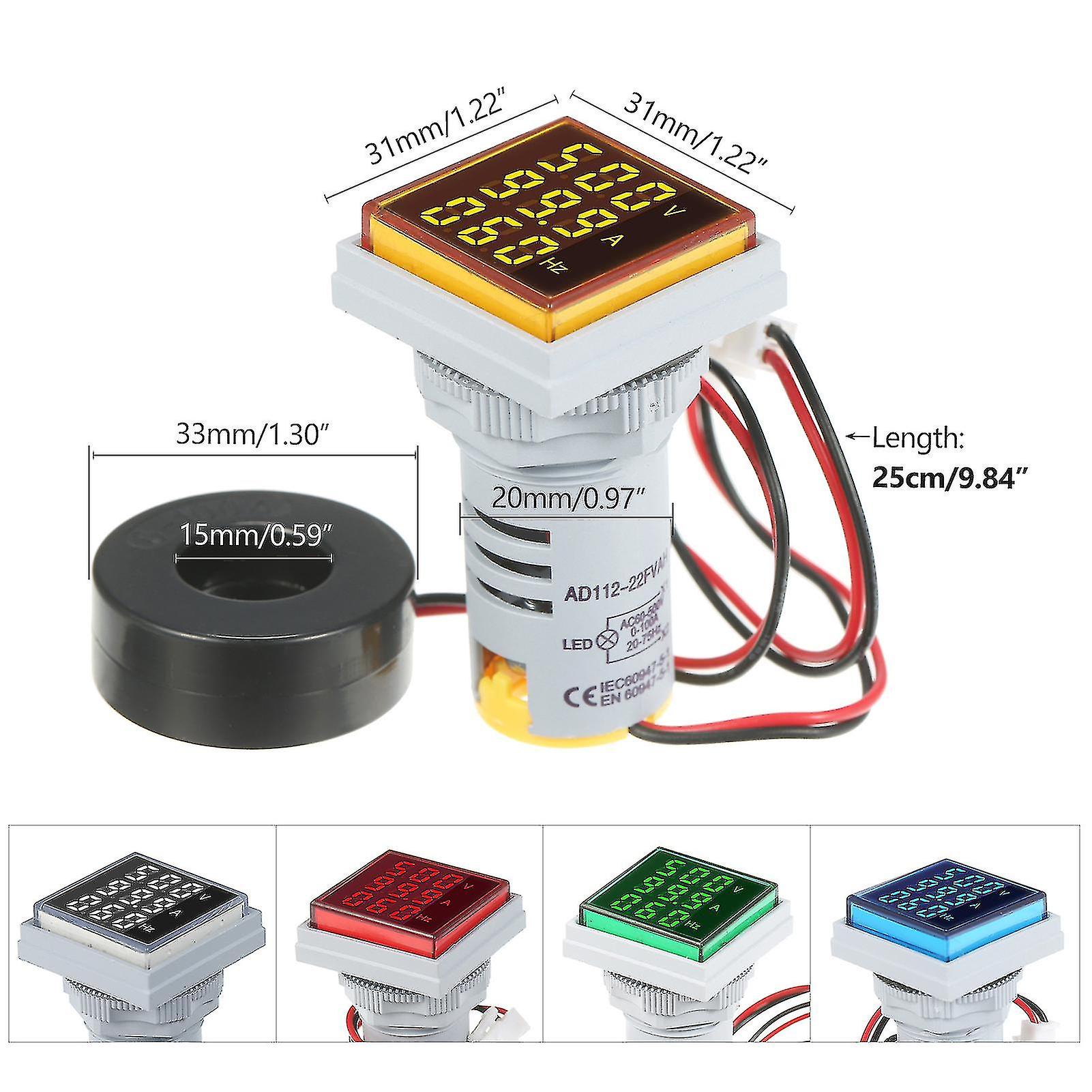 Mini Square Digital Volt-ammeter Voltammeter Ammeter Voltmeter Cymometer Three Led Display ...
