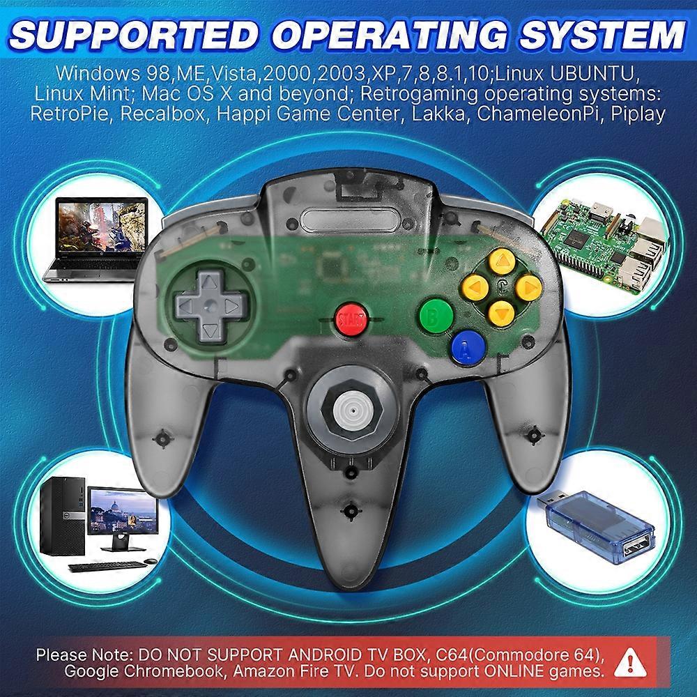 Lot1/2 USB N64 Controller,PC Gamepad Joystick for Windows MAC Linux Raspberry Pi Genesis Project ...