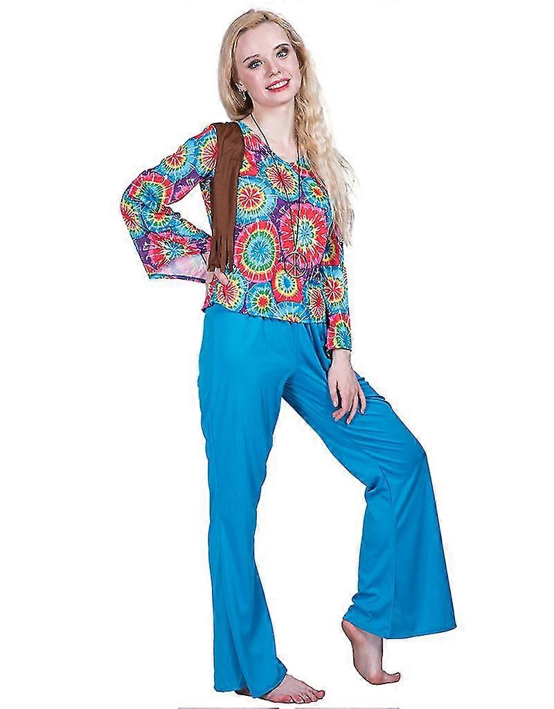 Hippie Costume 1960s Fancy Dress Up Groovy 1970s Retro Blue Hippy Disco ...