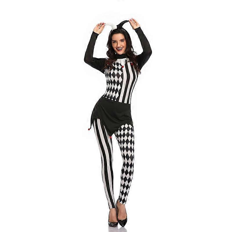 Black and white checkered Funny Circus Clown Costume For Women Stephen ...