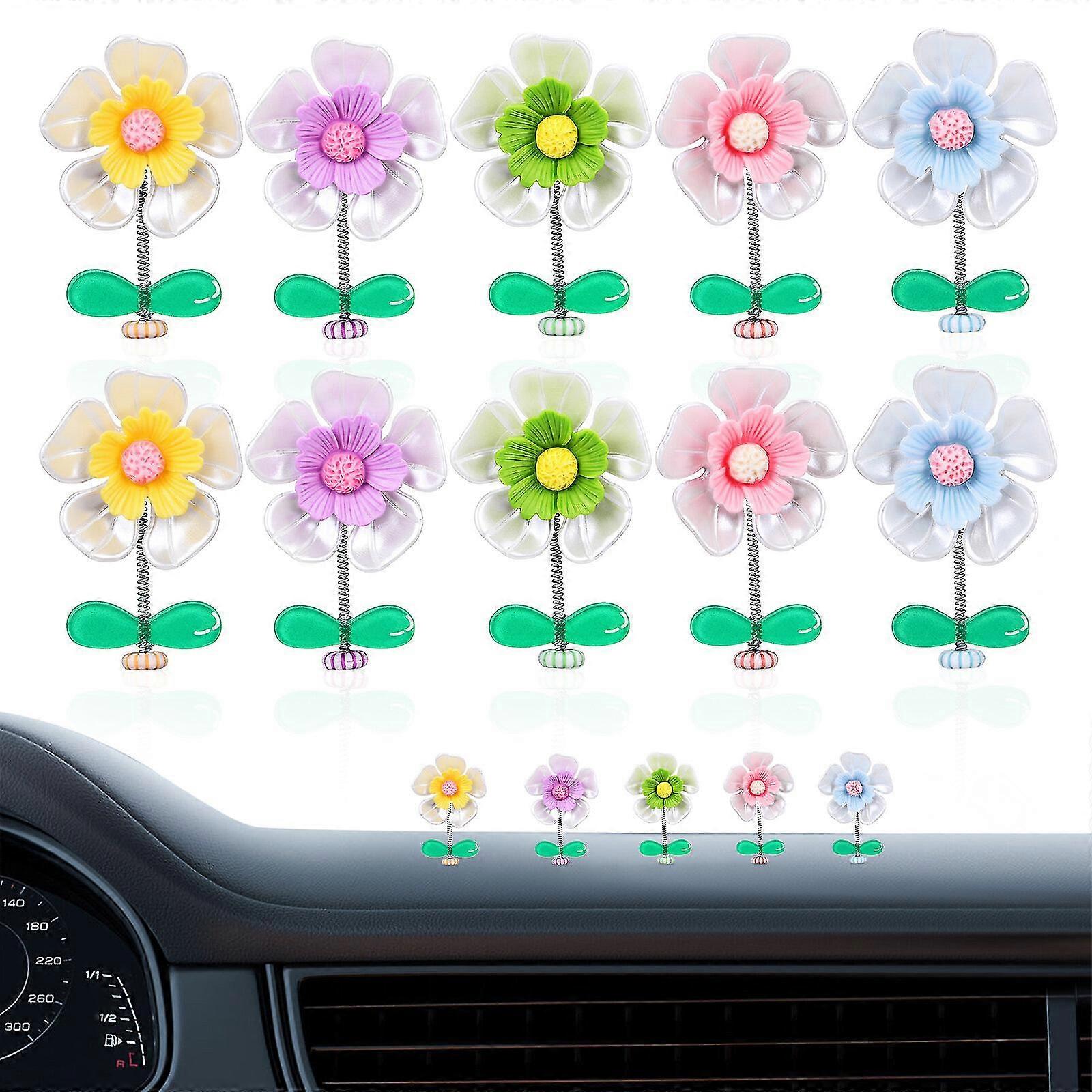 10 Pcs Shaking Flower Car Decor Car Flower Decor Small Flower ...