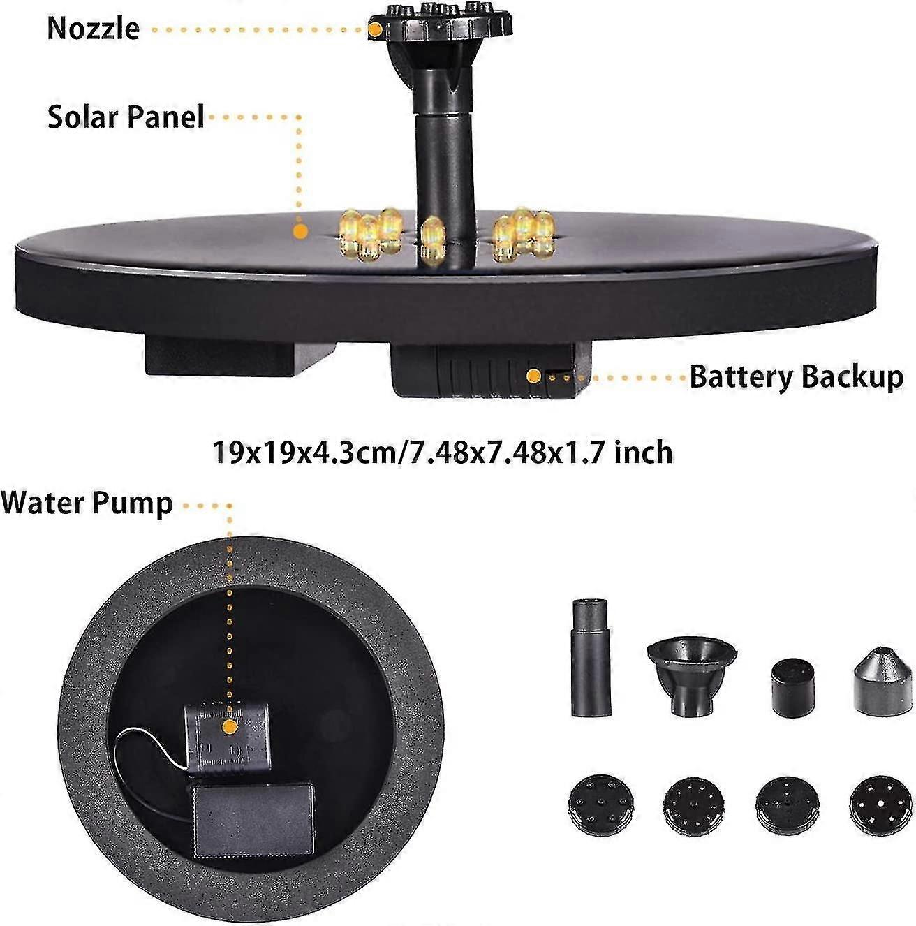 Upgraded Solar Water Fountain With 3w Led Light - Solar Powered ...