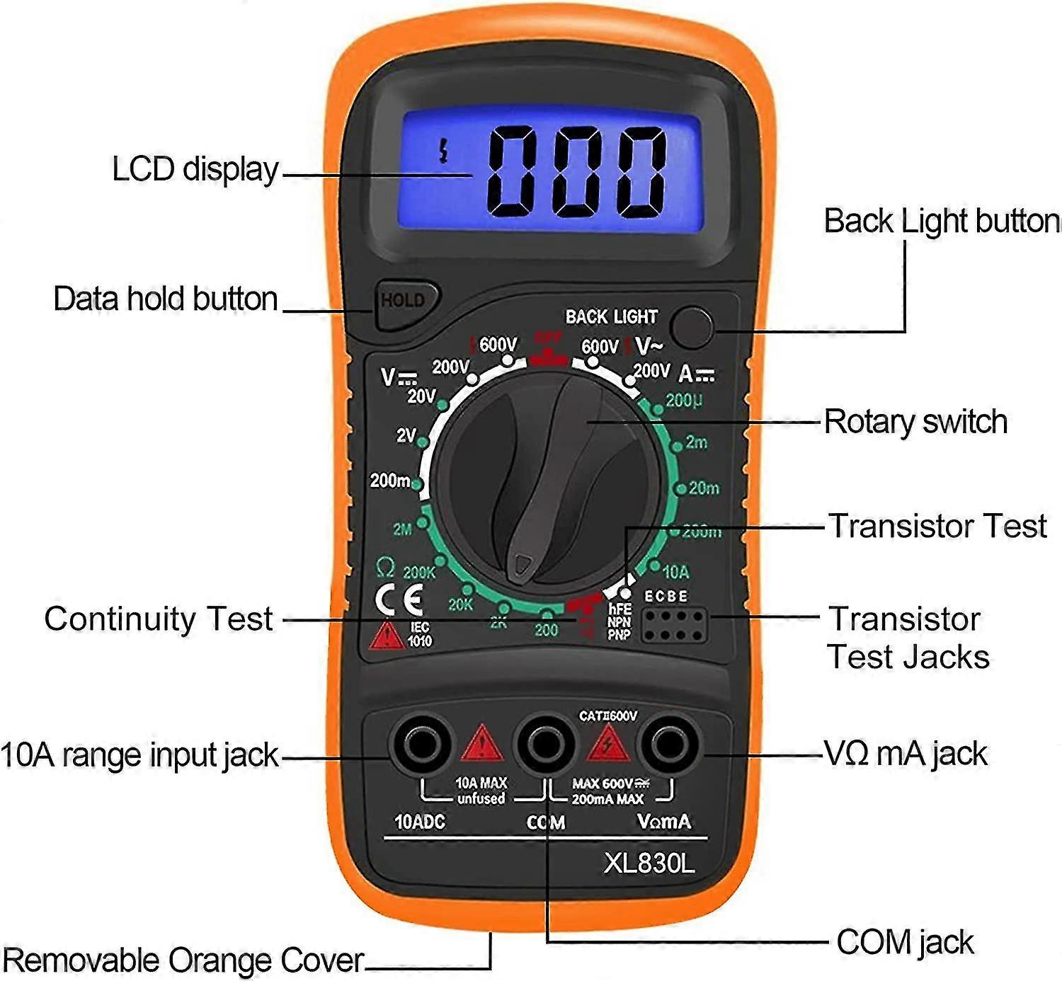 Digital Multimeter Voltmeter Battery Voltage Multi Tester Ac Dc Volt ...