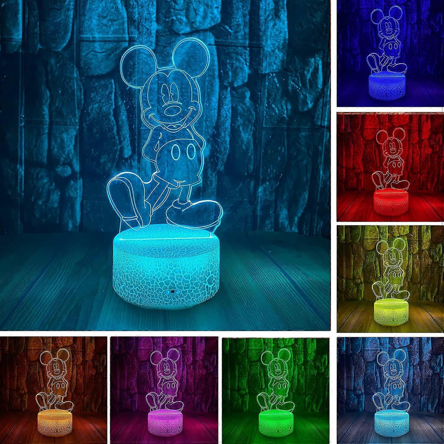 Cute Mickey Mouse Anime Character Toys 3D LED Optical Illusion Bedroom ...
