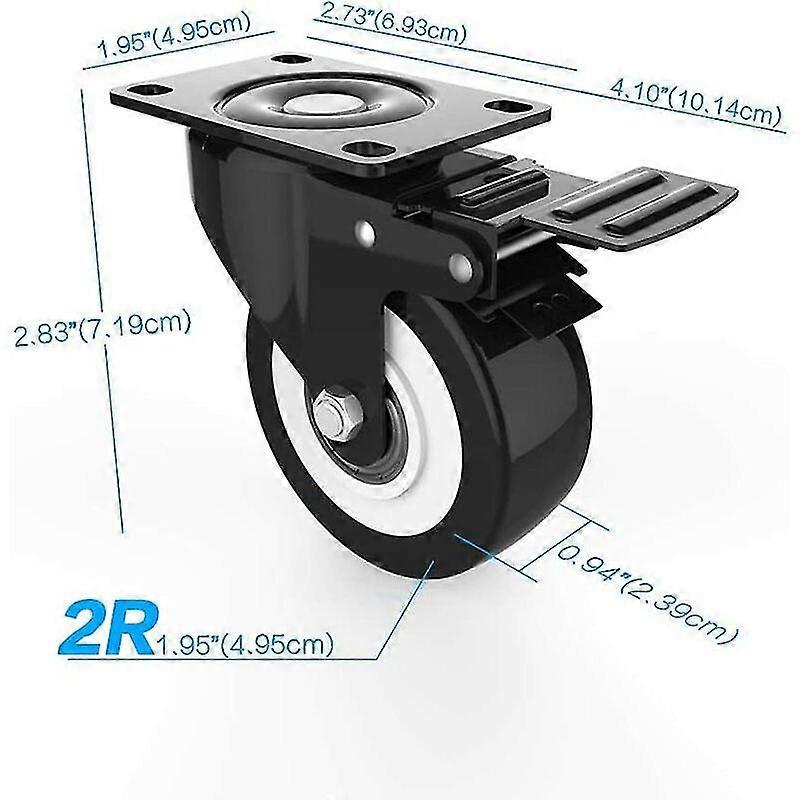 Set Of 4 50mm Castors With Brake, 4 Pcs Swivel Castors For Furniture ...
