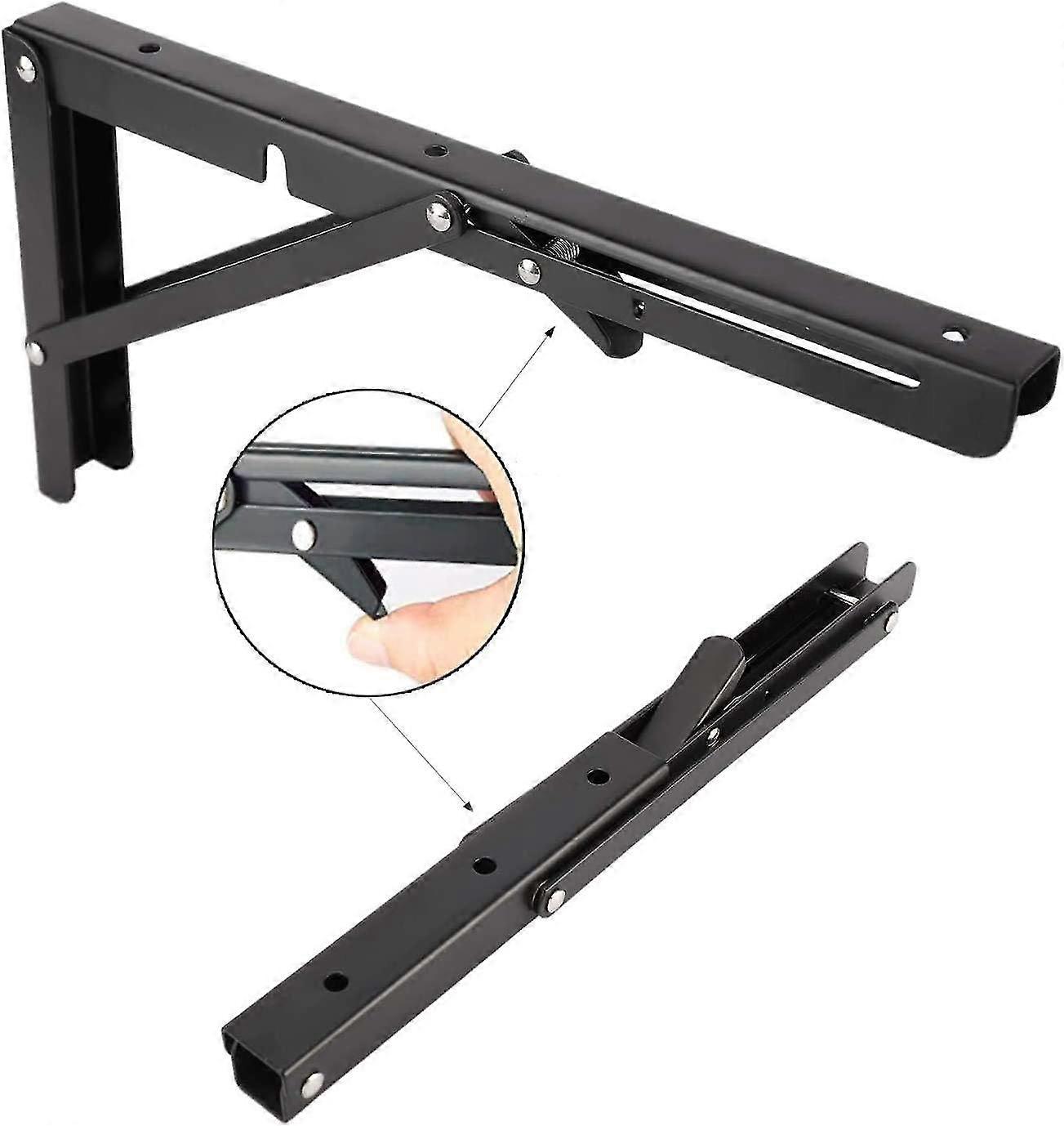 Set Of 2 Metal Wall Mounted Folding Shelf Bracket, Industrial Wall ...