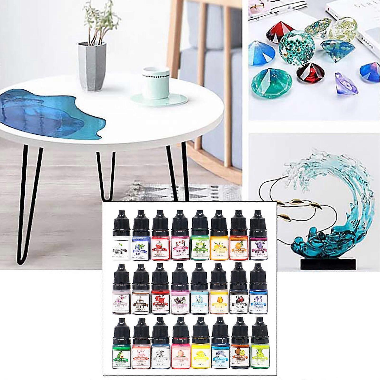 Epoxy Resin Pigment Set Crystal Clear Epoxy Resin Dye Liquid 24 Vibrant ...