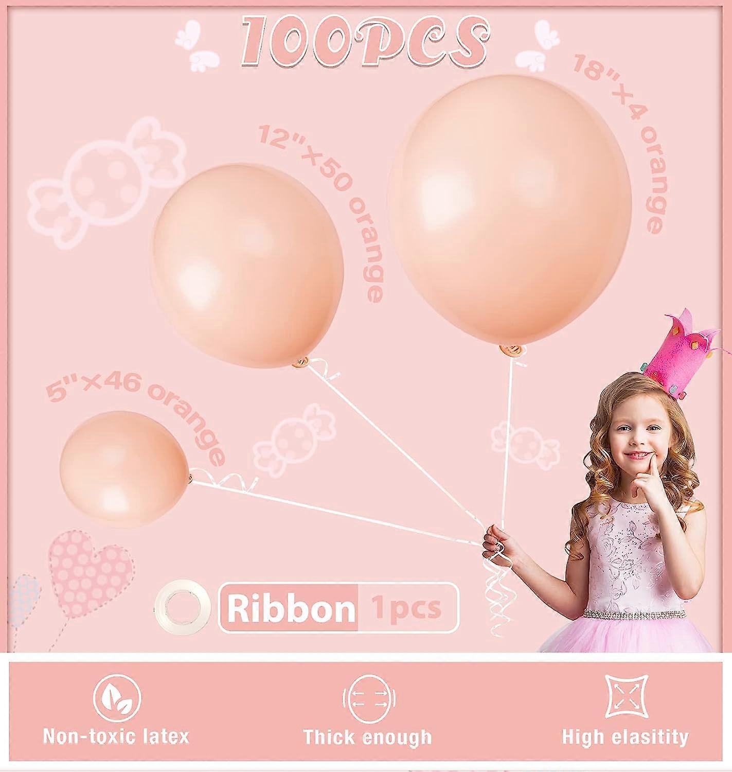 Orange Balloon Arch Kit - 100Pcs 18"+12"+5" Pastel Light Orange ...