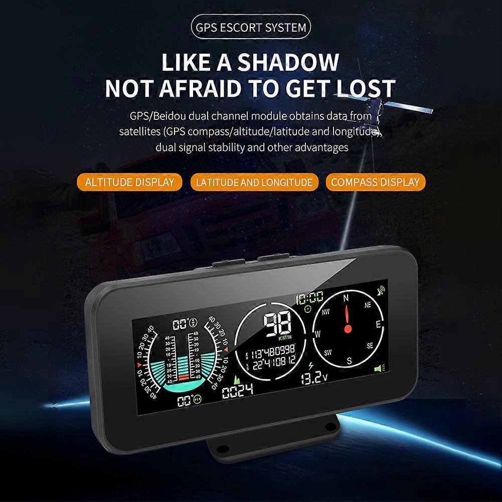 GPS OBD2 HUD Slope Meter Inclinometer Car Compass Speedometer PMH KMH ...