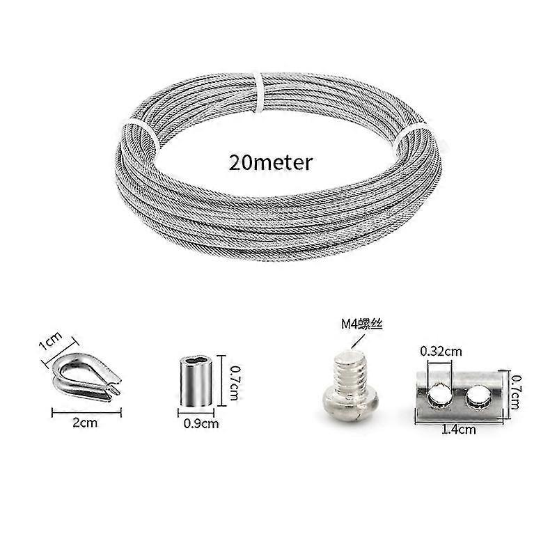 Sgym Cable Kit 20m/3mm Stainless Steel Wire Rope Pvc Coated For Climbing Plants Garden Wire ...