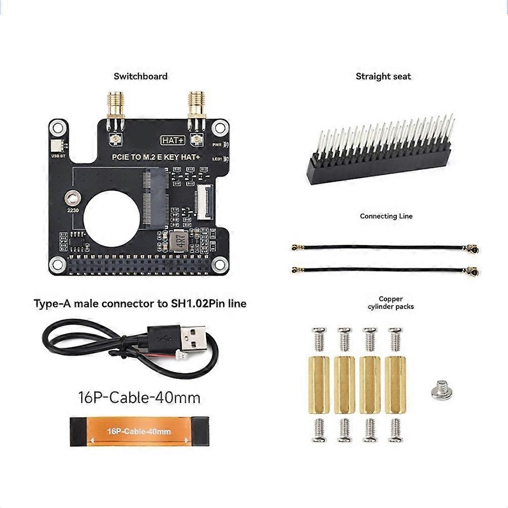 For Raspberry Pi 5 PCIe to M.2 EKEY Adapter Board with 16P Cable SMA ...
