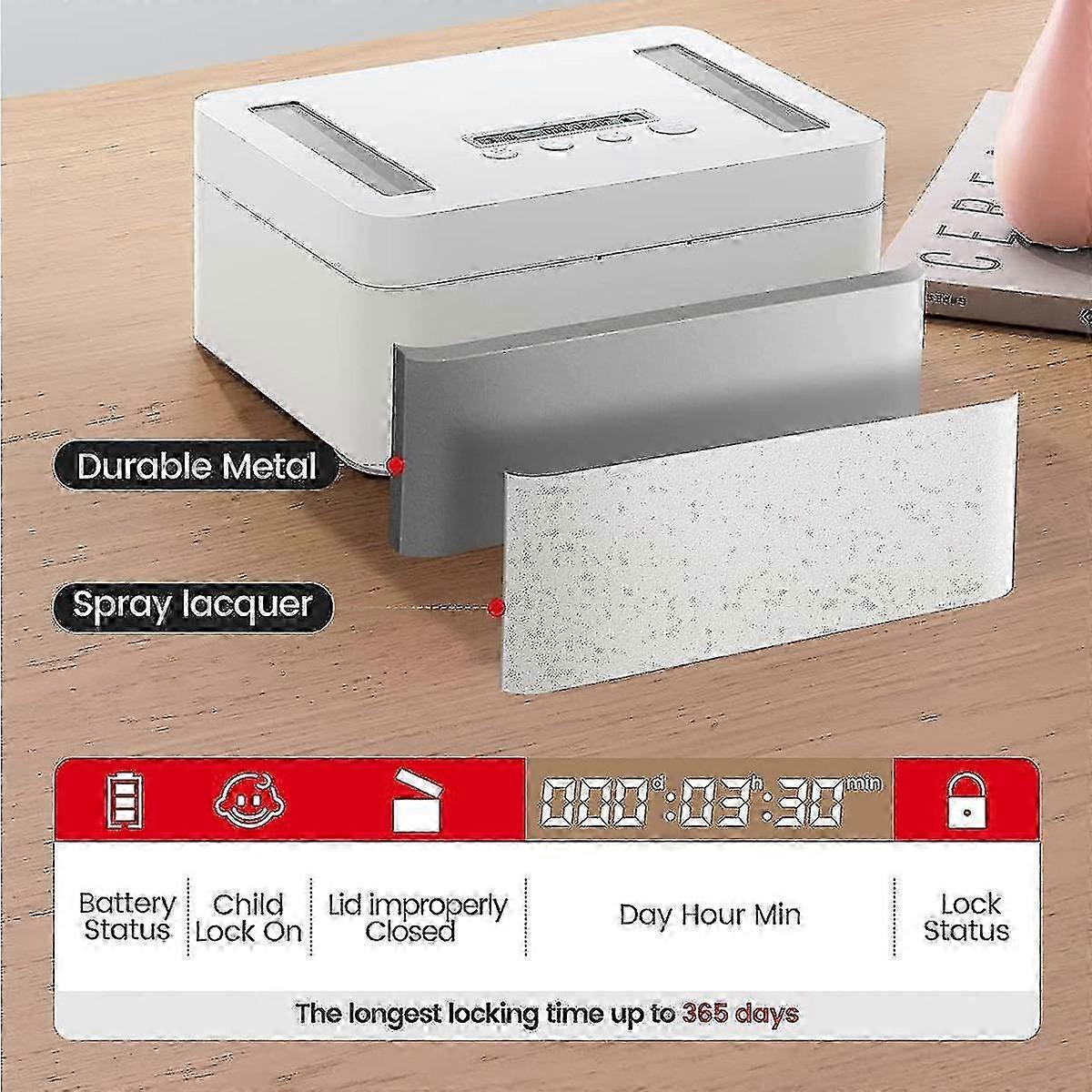 Metal Time-Locked Box with Child Lock & LED Display for Phones, Snacks ...