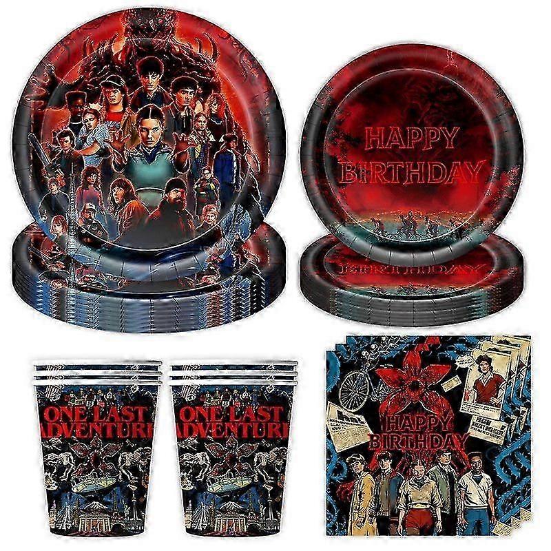 Stranger Things 5 Birthday Party Supplies Set Flag Banner Cake Toppers ...