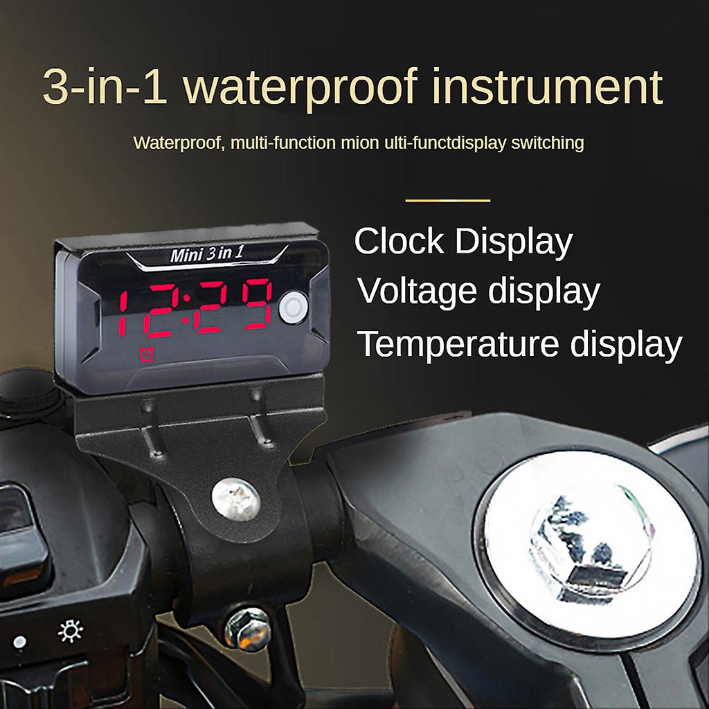 Waterproof Digital Time Clock & Thermometer & Voltage Voltmeter ...