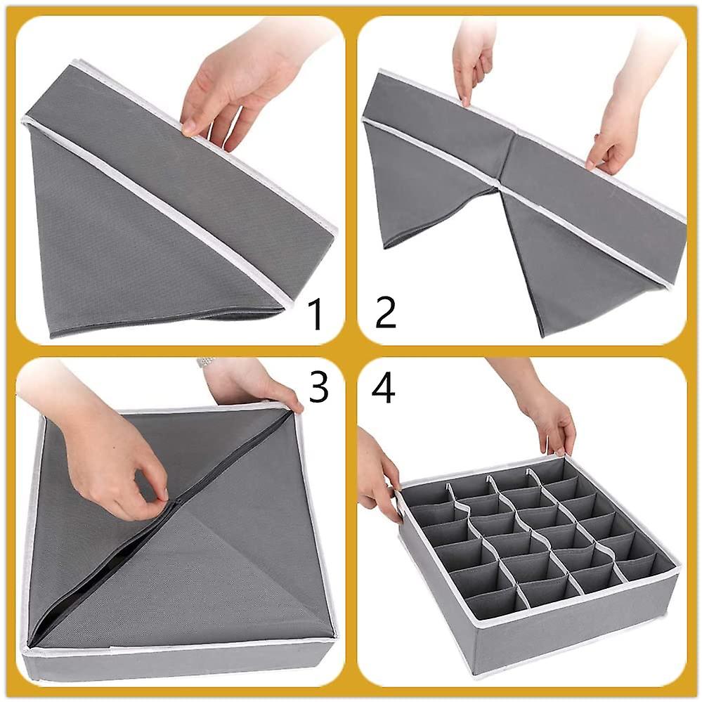 24 Cell Collapsible Closet Organizers Drawer Dividers Foldable Clothes ...