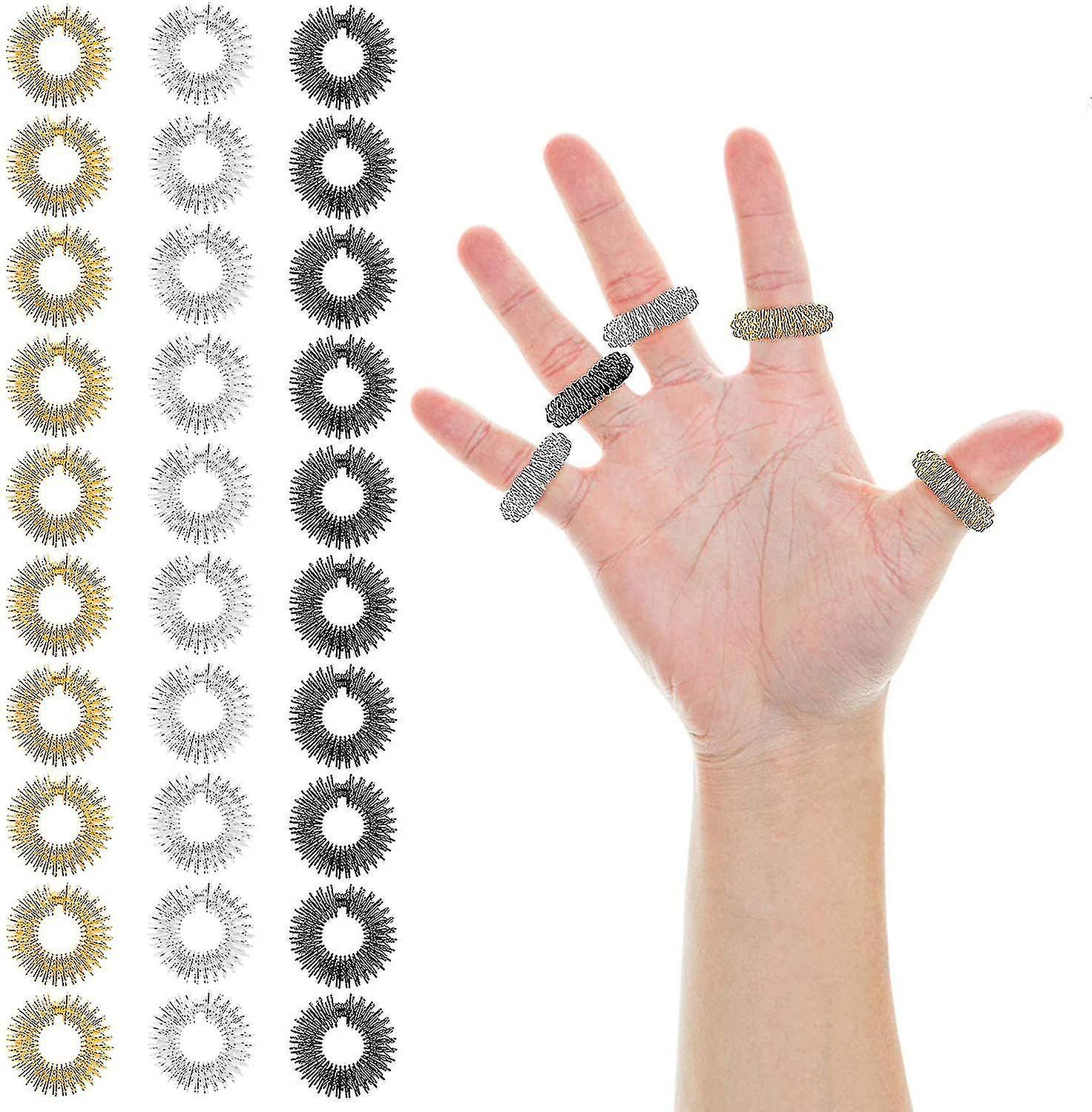 30 Pcs Acupressure Finger Massage Ring Prickly Sensory Finger Rings ...
