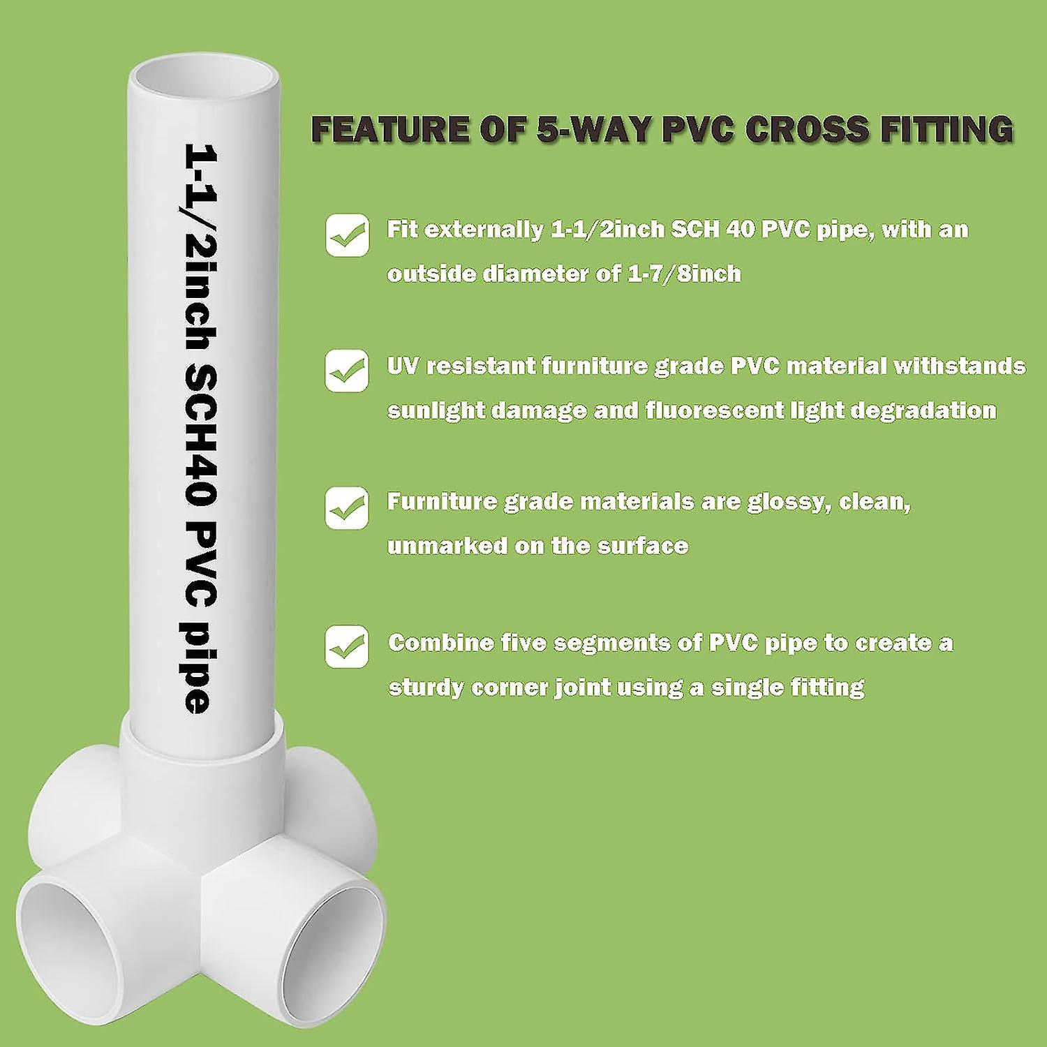 6pack Pvc Fittings 1-1/2inch 5 Way, Furniture Grade Pvc Elbow Fittings ...