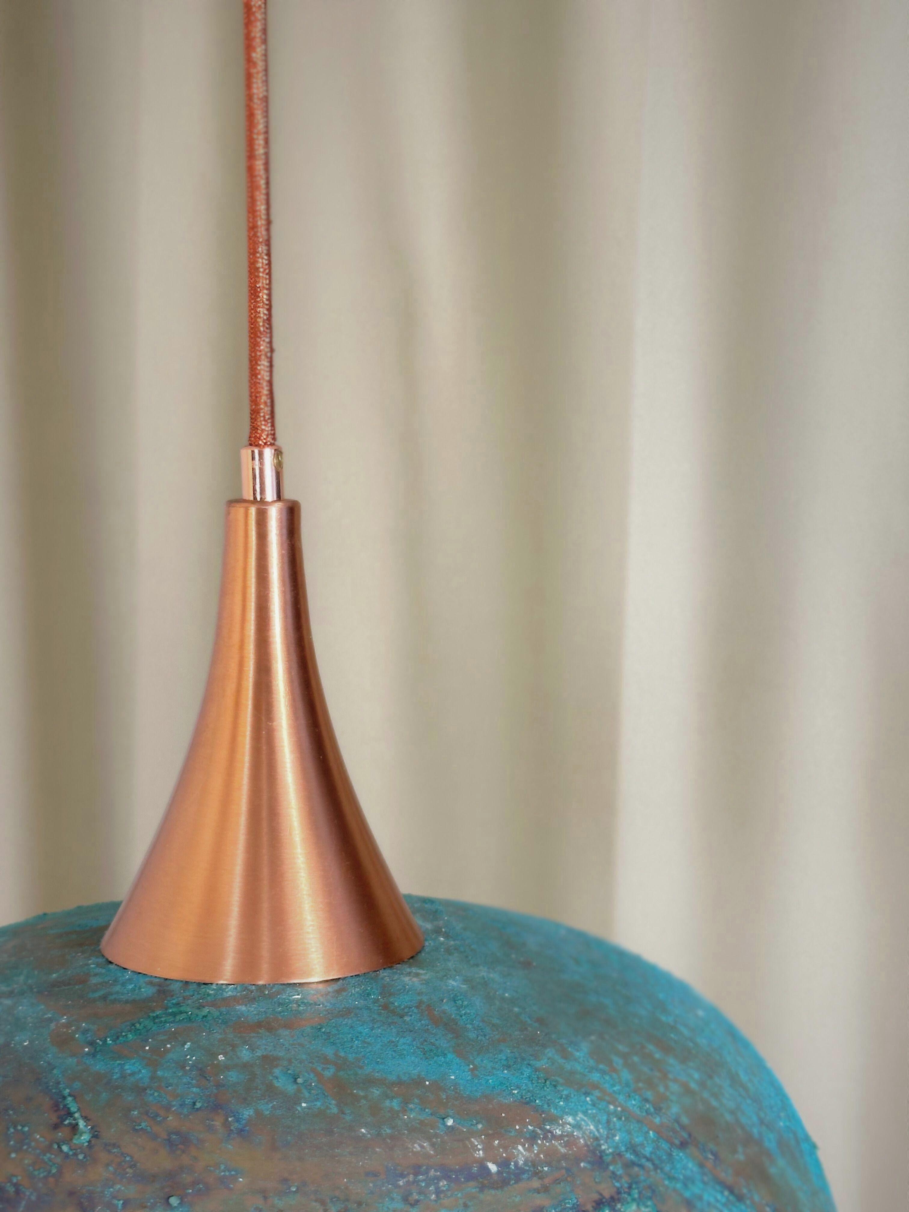 Copper Green Patina Pendant Light | Hammered Copper + Green Patina ...
