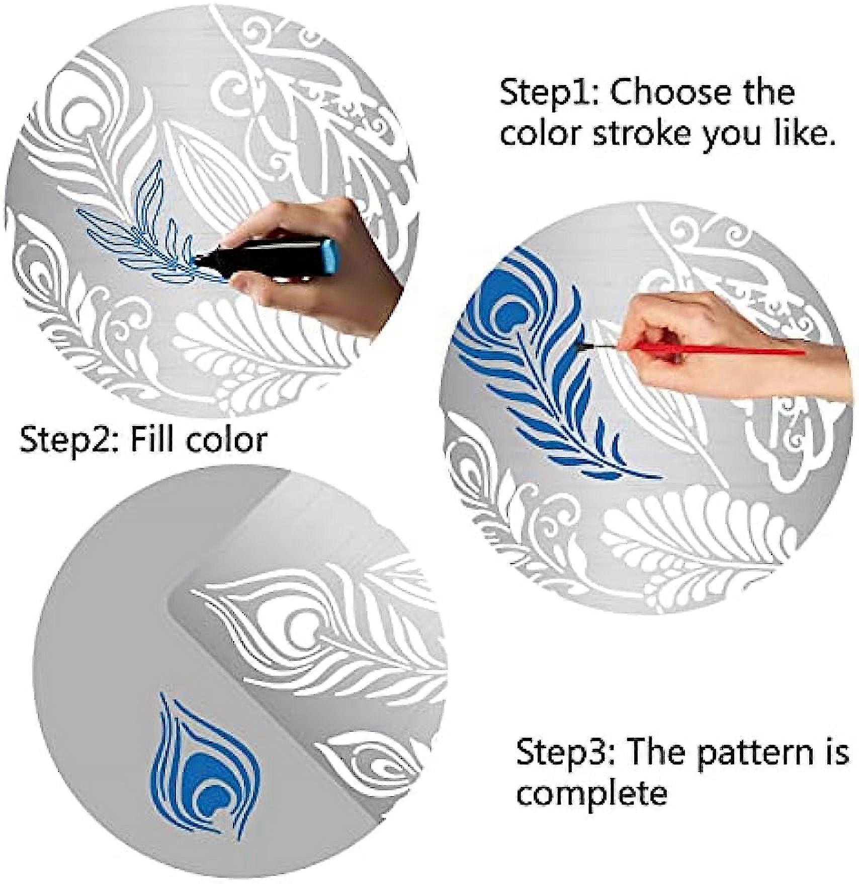 6.3 Inch Metal Feather Stencil Decorative Mandala Stencils Stainless ...