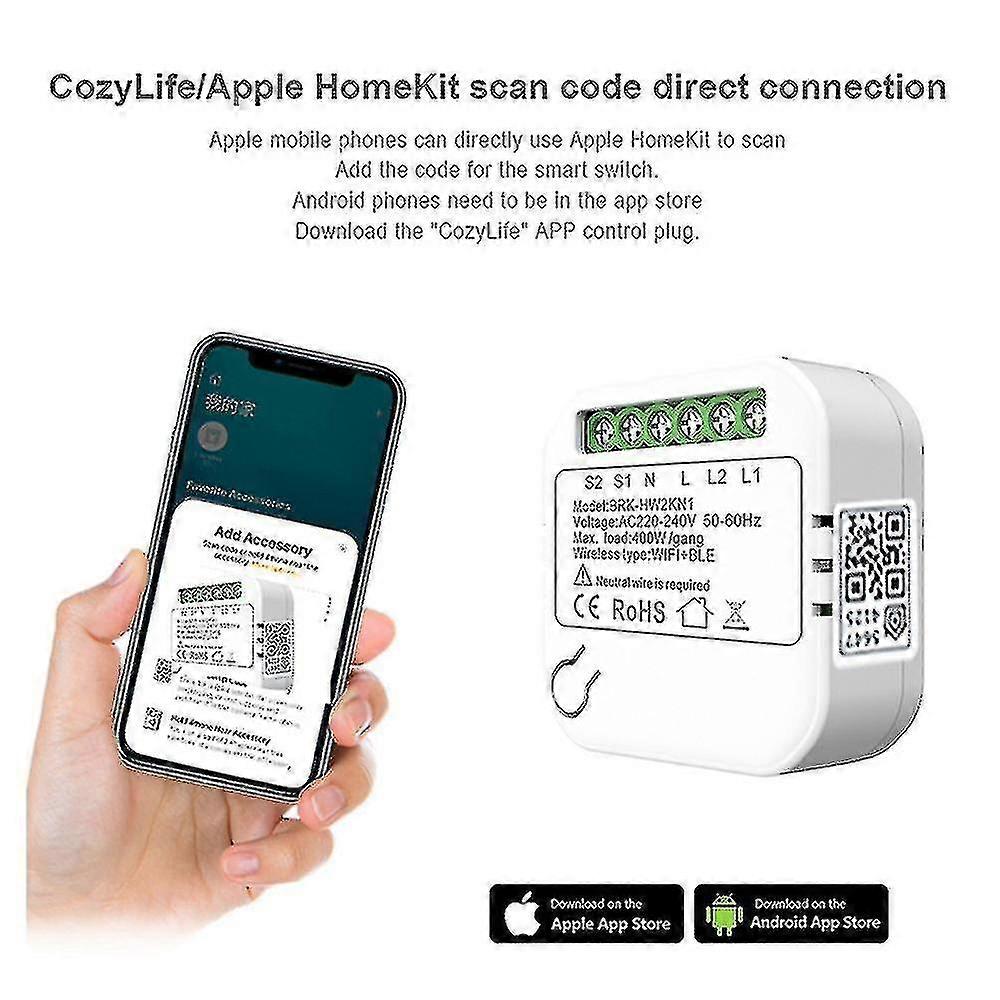 Homekit Smart Wifi Switch 2-way Double Switch Mini Smart Breaker Alexa ...