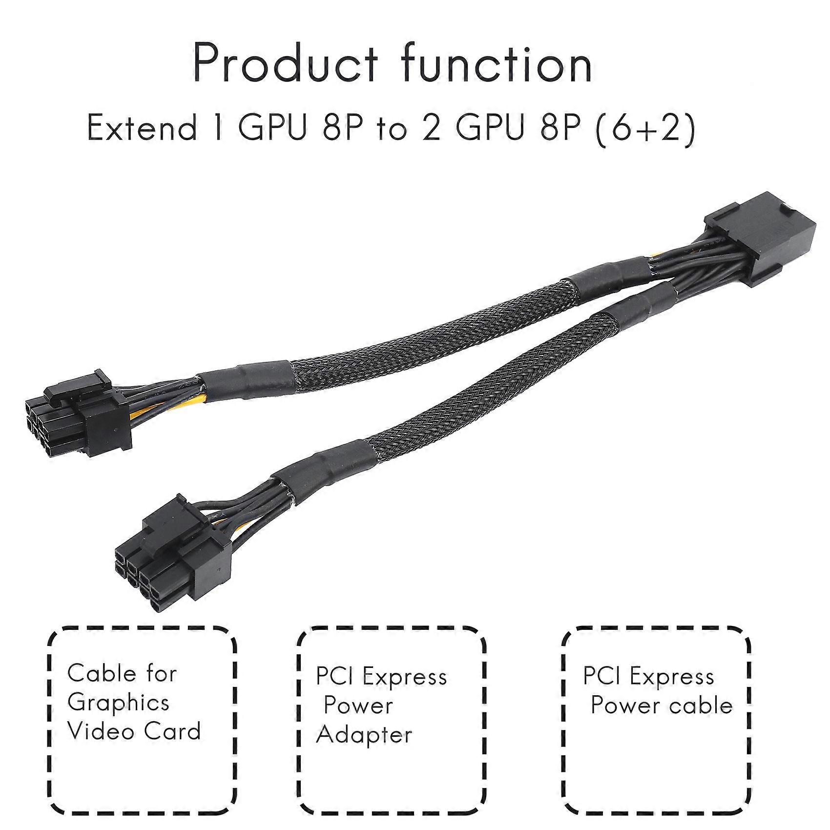 1PCS GPU PCIe 8 Pin Female to Dual 2X 8 Pin (6+2) Male PCI Power ...