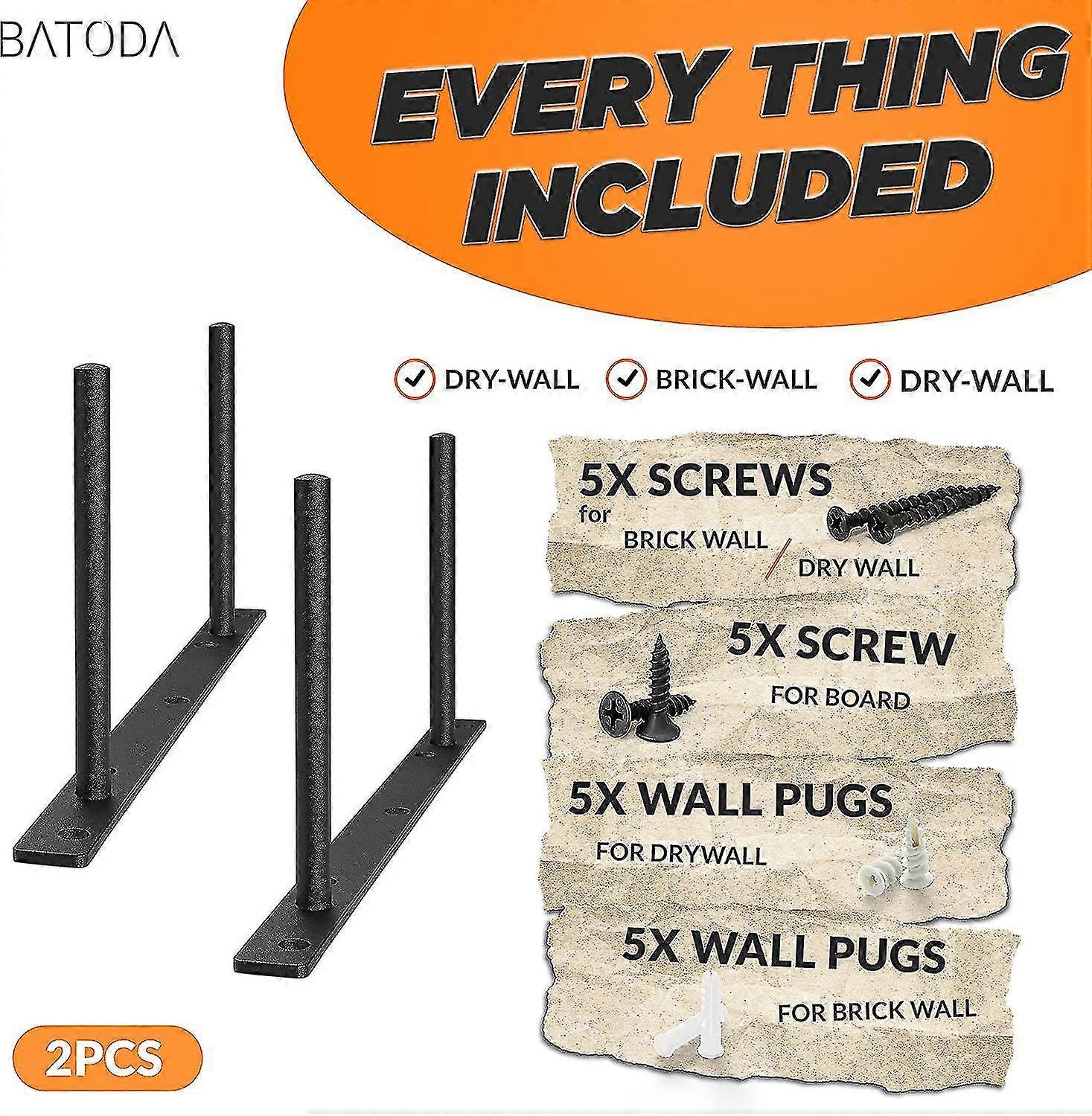 - Heavy Duty Floating Shelf Bracket (2 Pcs) Solid Steel Blind Shelf ...