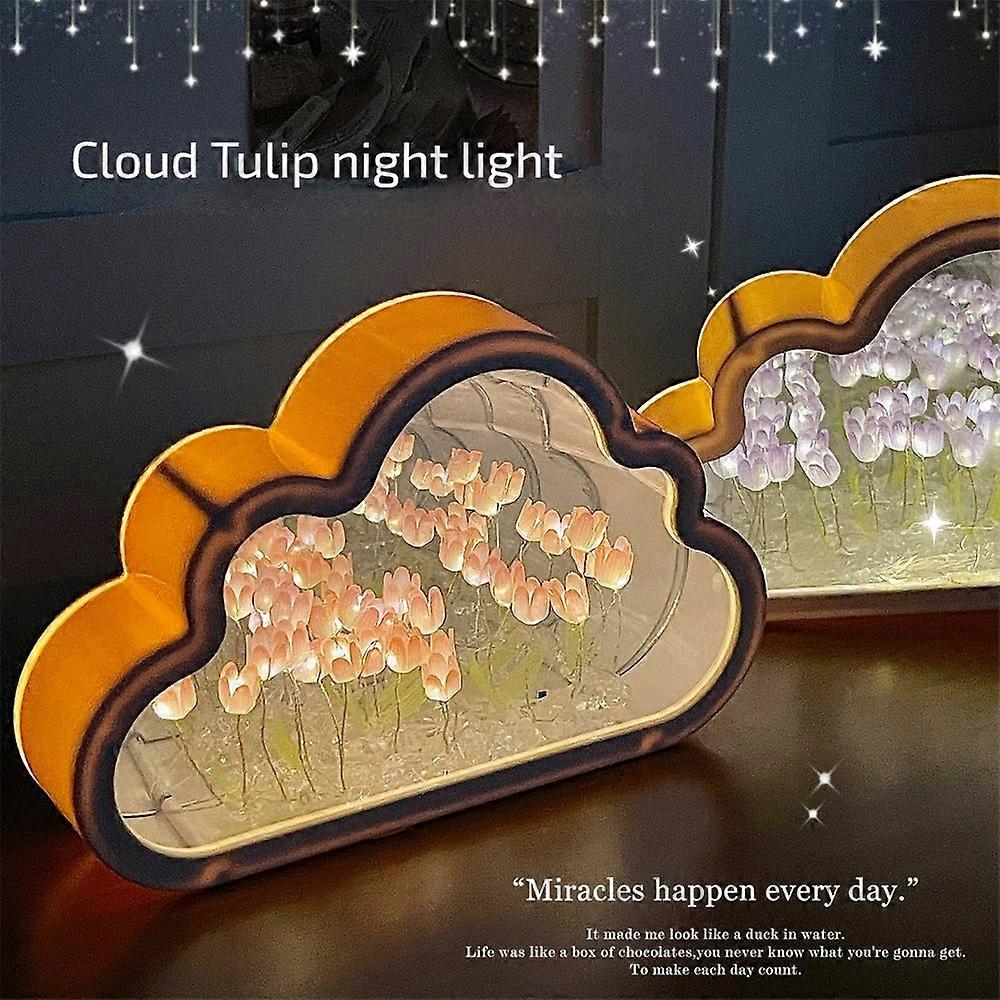 Cloud Mirror Lamp, Hand DIY Tulips Mirror Night Light Tulip Cloud Night Light | Fruugo AU
