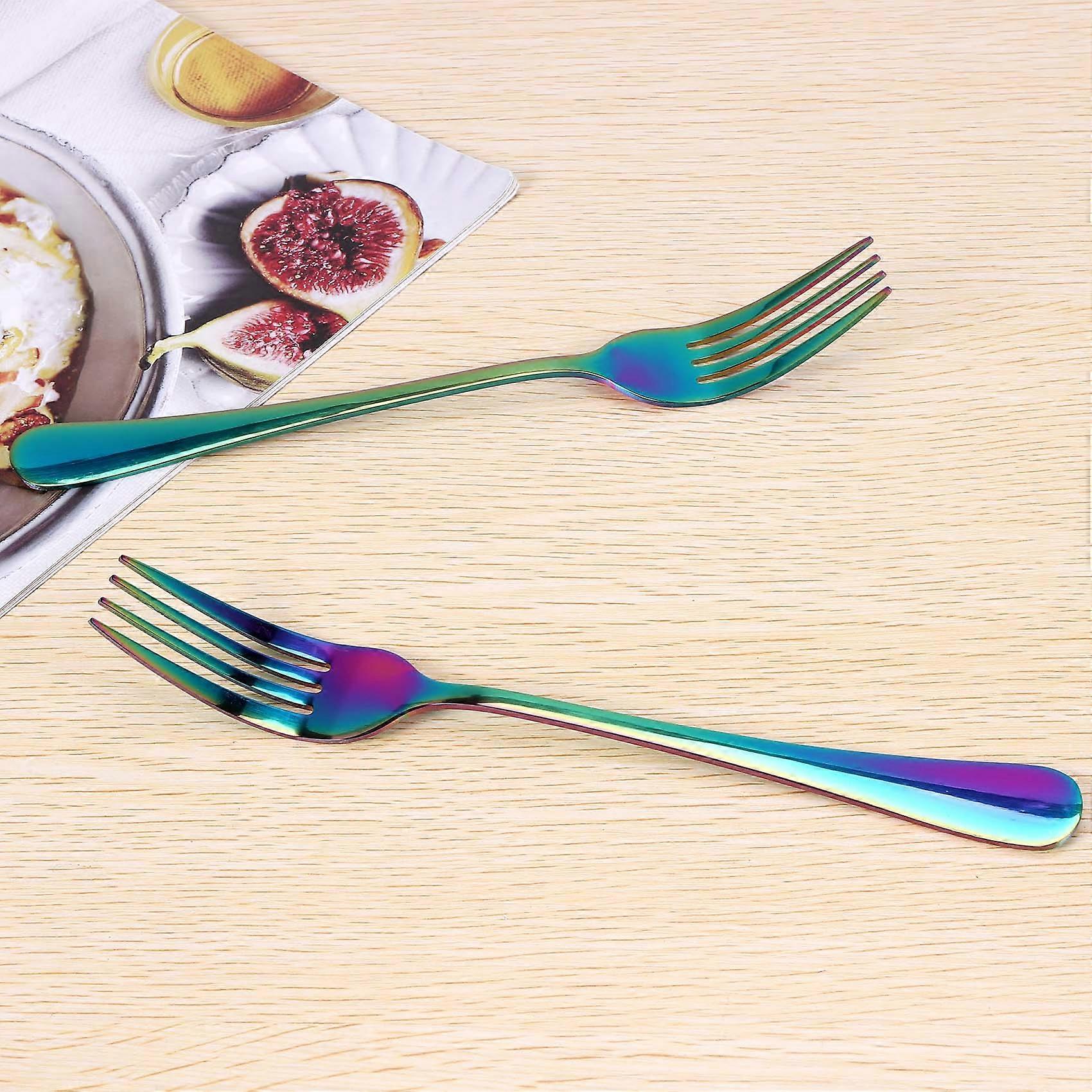 Stainless Steel Table Forks Set, 6Pcs Rainbow Color Stainless Steel ...