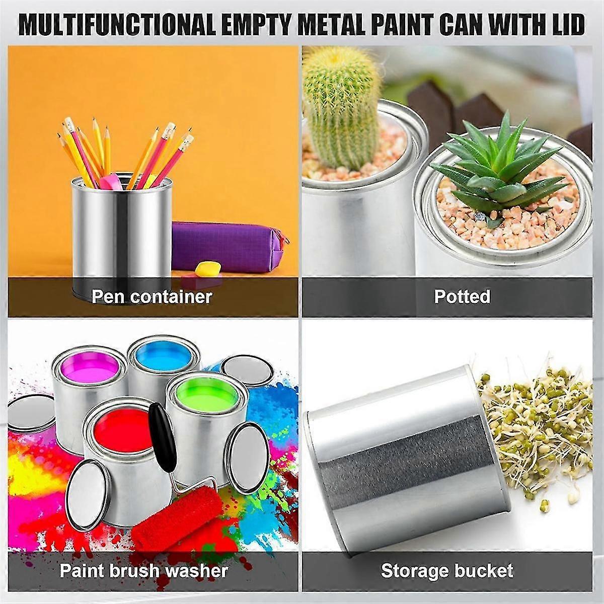 16 Pack Unlined Can 0.84 Pint Empty Metal Paint Cans With Lids Small ...