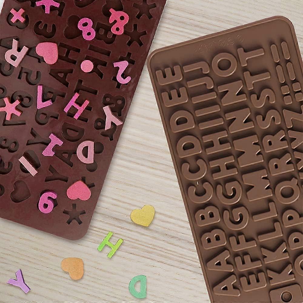 2 Pcs Letter Molds for Chocolate Resin Letter Number Molds Silicone ...