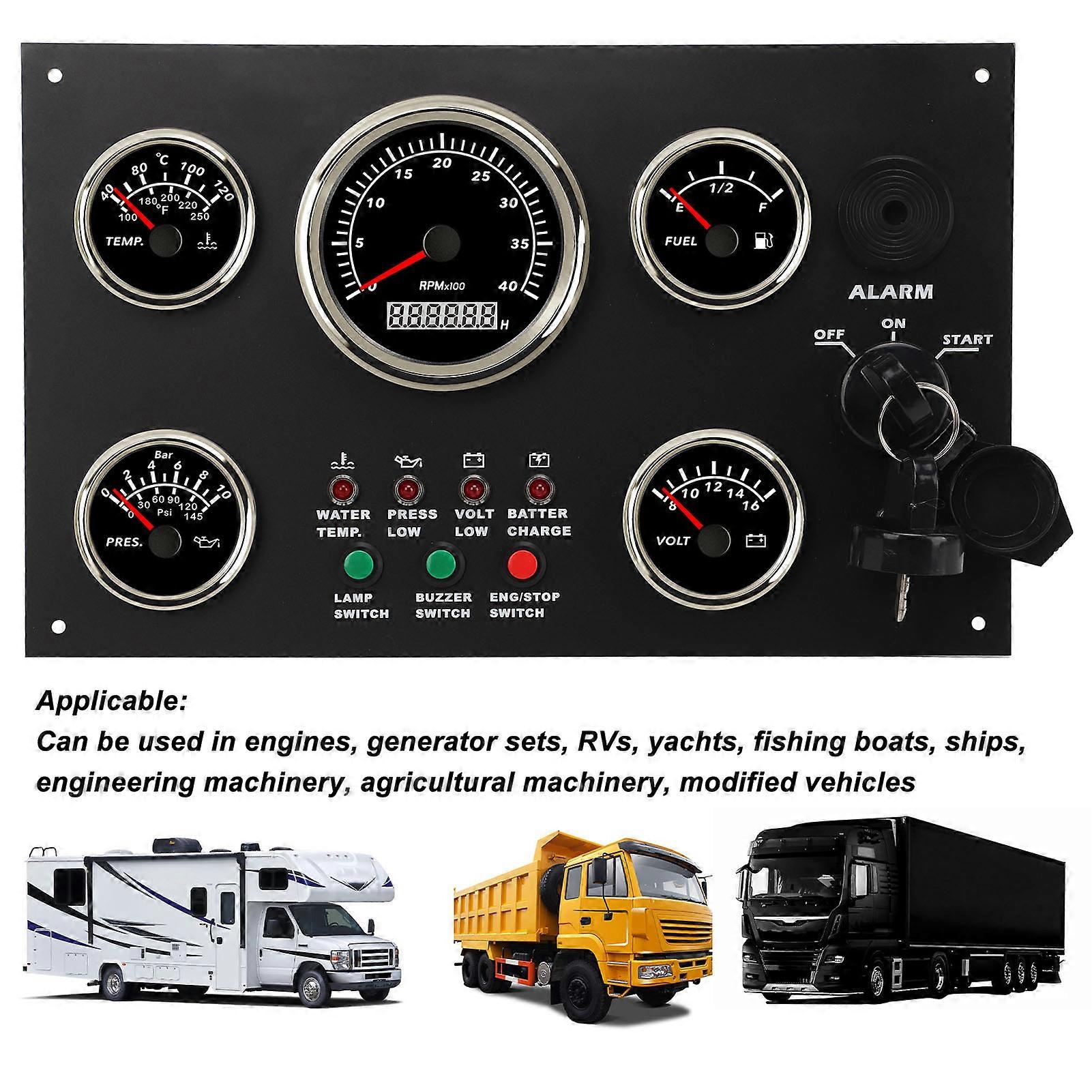 Boat Instrument Panel Tachometer Fuel Level Water Temperature Oil ...