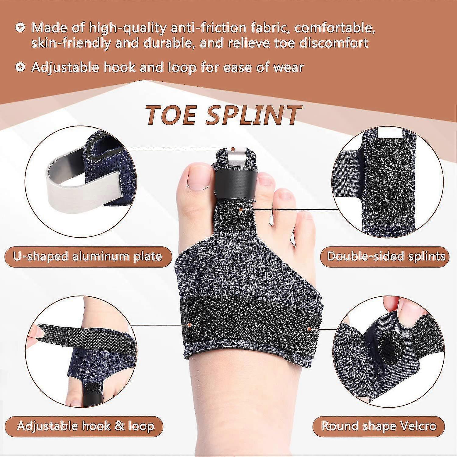 Toe Splint, Toe Straightener Hammer Toe Corrector, Toe Brace Support For Bent Toe, Broken Toe ...