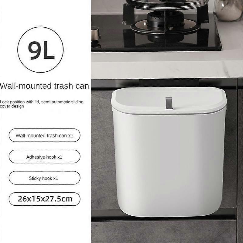 Recycle Bin Waste Basket 7L/9L Wall Mounted Kitchen Trash Can Door ...