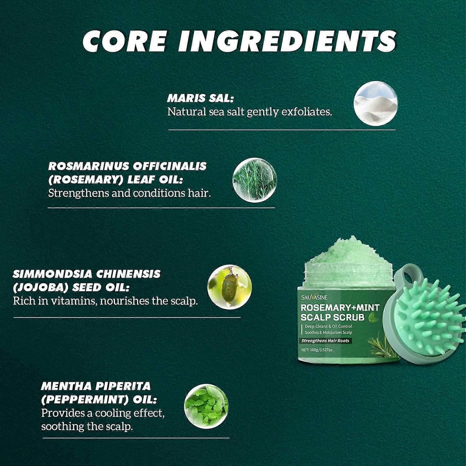 Peppermint Scalp Scrub, Rosemary Scrub with Massage Comb, Nourishing ...