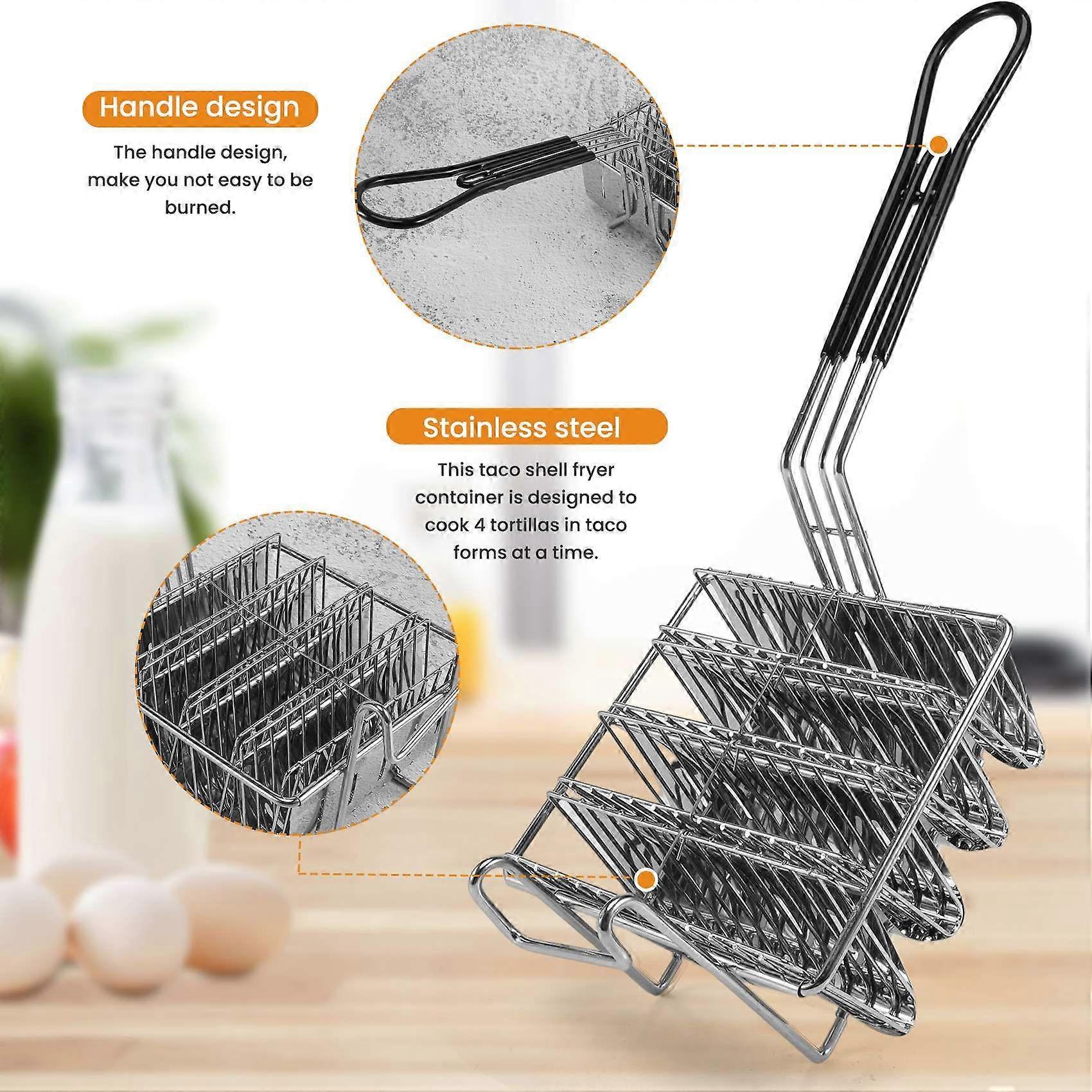 Taco Fryer Basket, Taco Shell Fryer, Holds 4 Shells Deep Fryer Taco ...