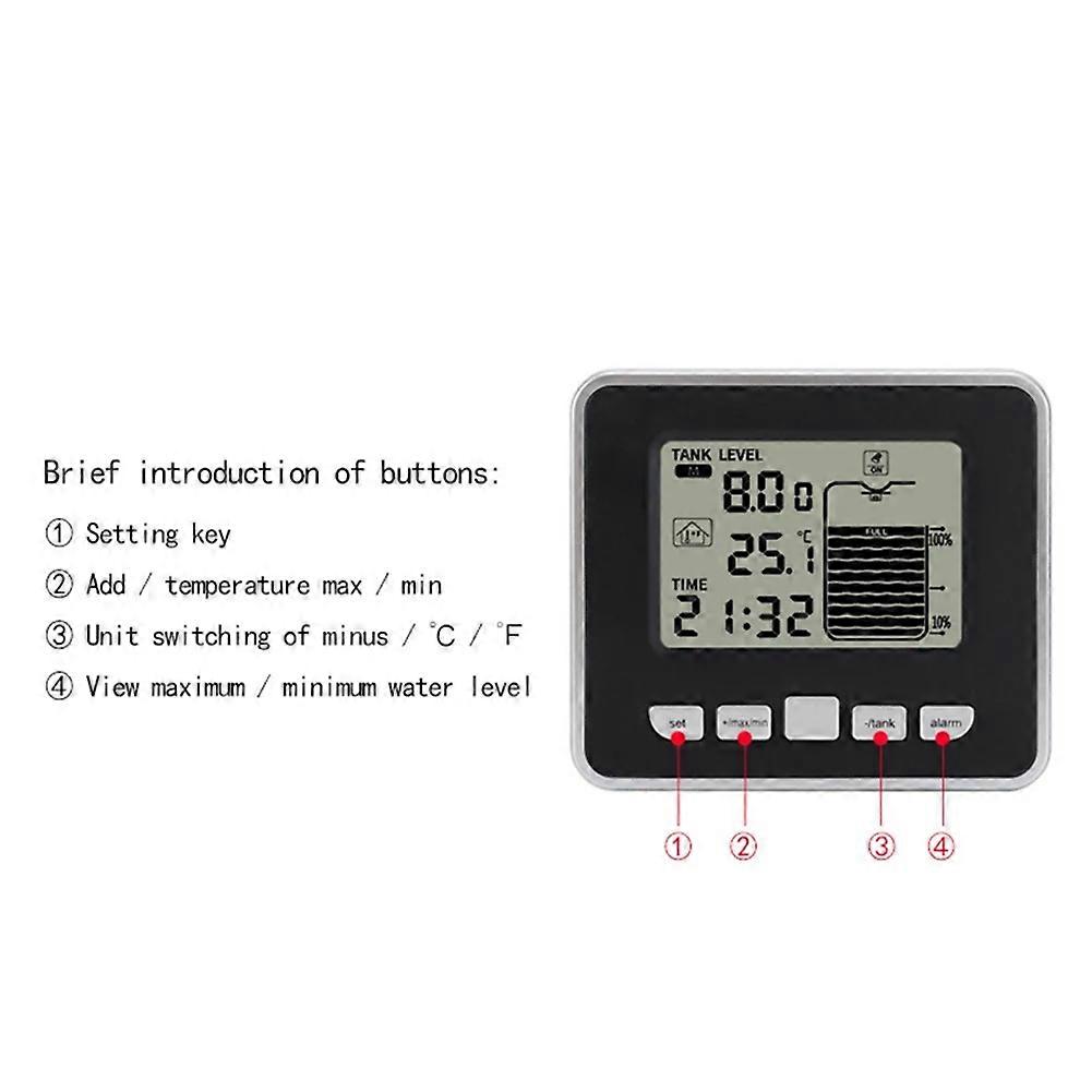 Ultrasonic Wireless Water Tank Liquid Level Meter with Temperature ...